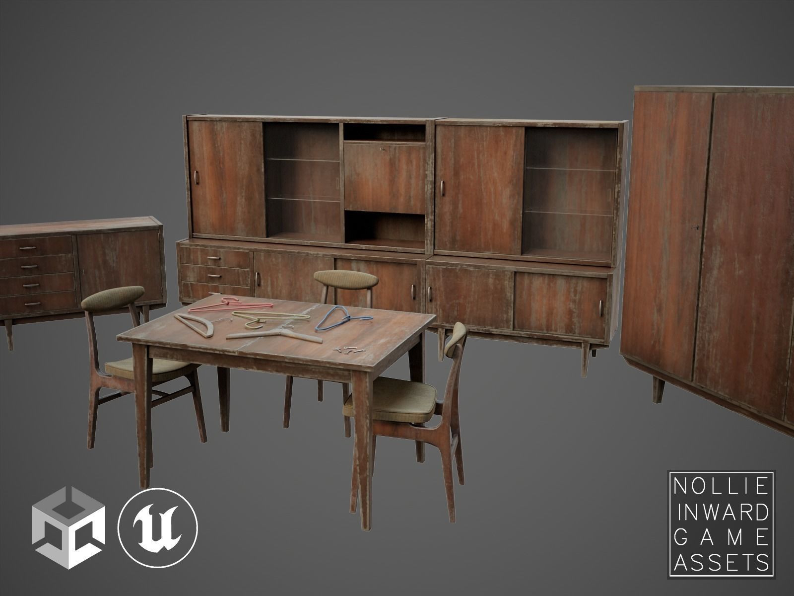 3D Model Collection Soviet Furniture Vol1 - Damaged Variants VR / AR / low-poly | CGTrader