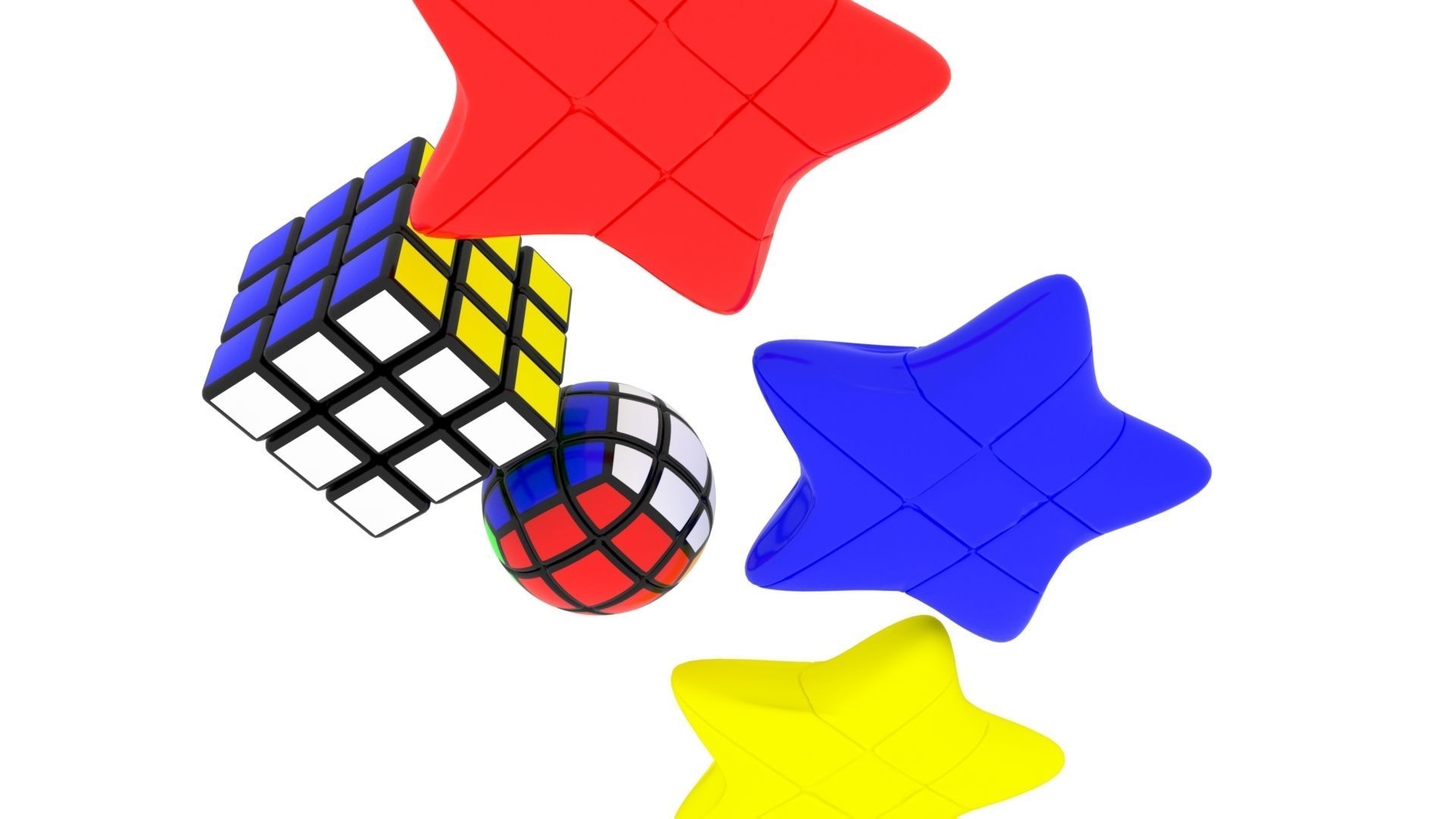 Different Shapes of Rubiks Cube Set 3D model | CGTrader
