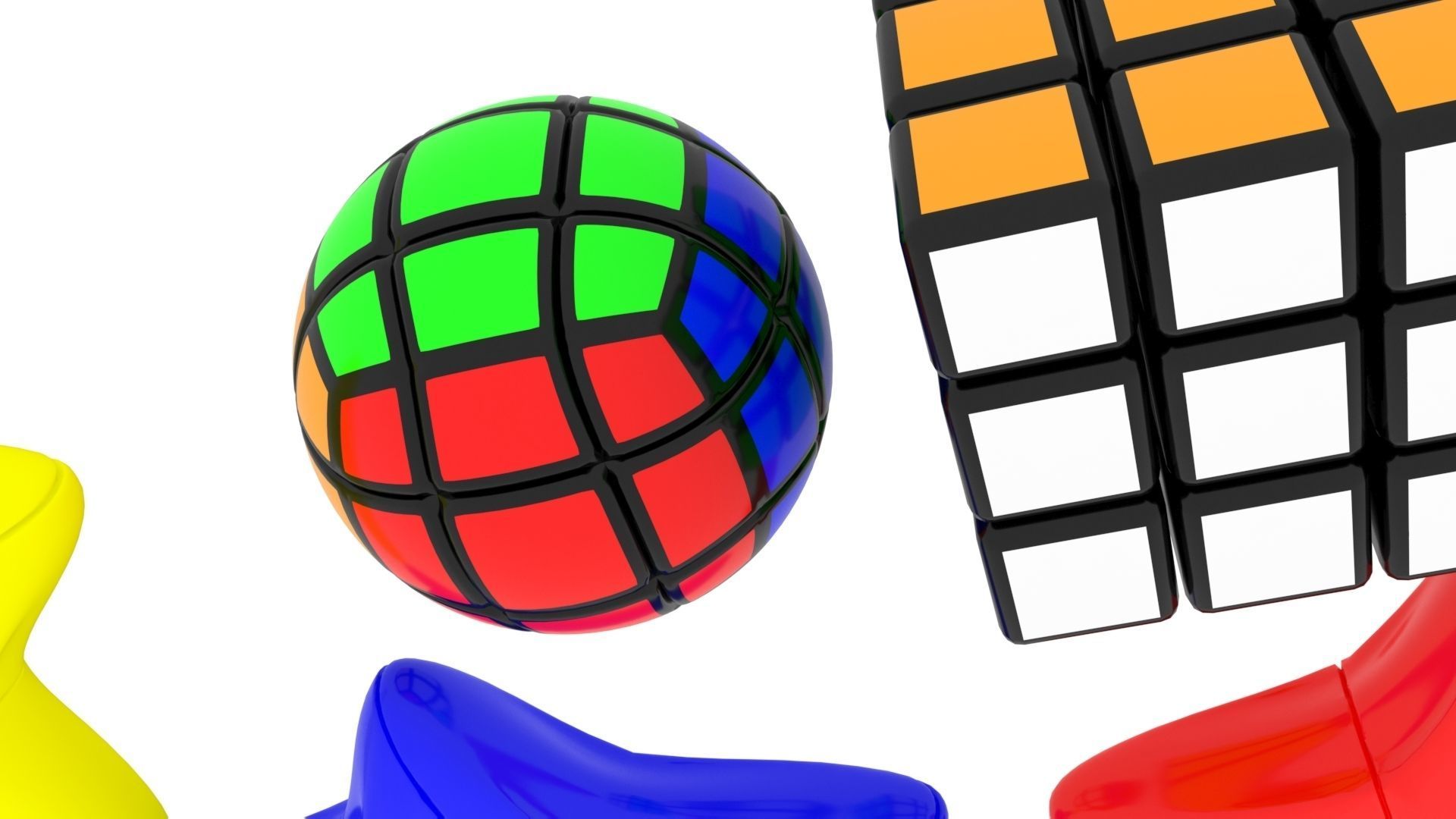 Different Shapes of Rubiks Cube Set 3D model | CGTrader