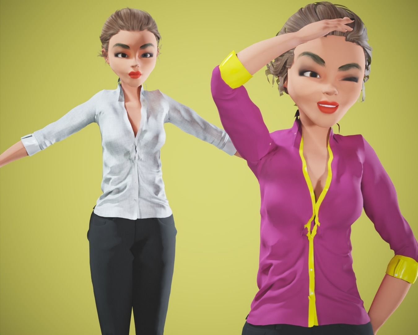 cartoon rigged girl free VR / AR / low-poly 3D model rigged | CGTrader