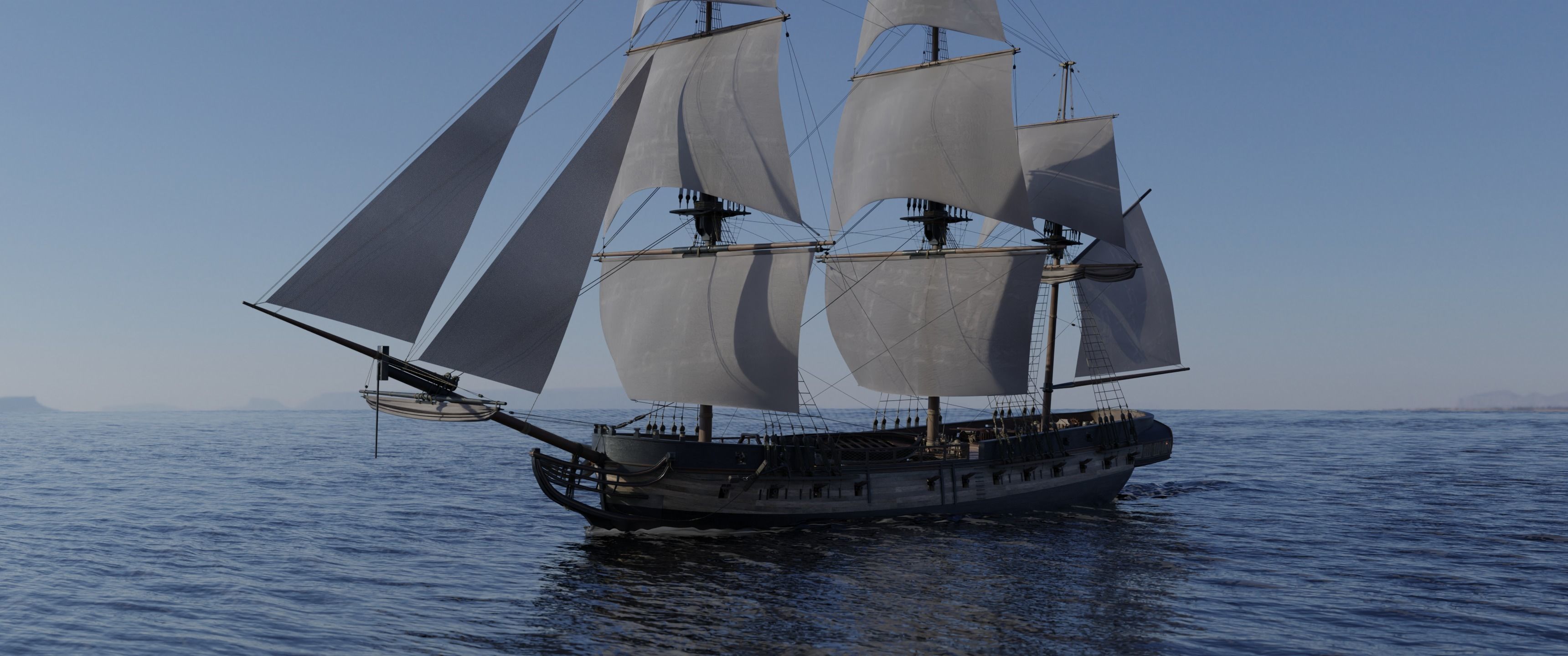 PBR-Endeavour sailing frigate 3D model rigged | CGTrader