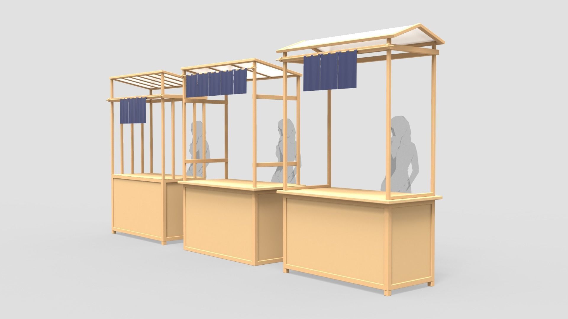 Asian Wooden Food Stands 3D model | CGTrader
