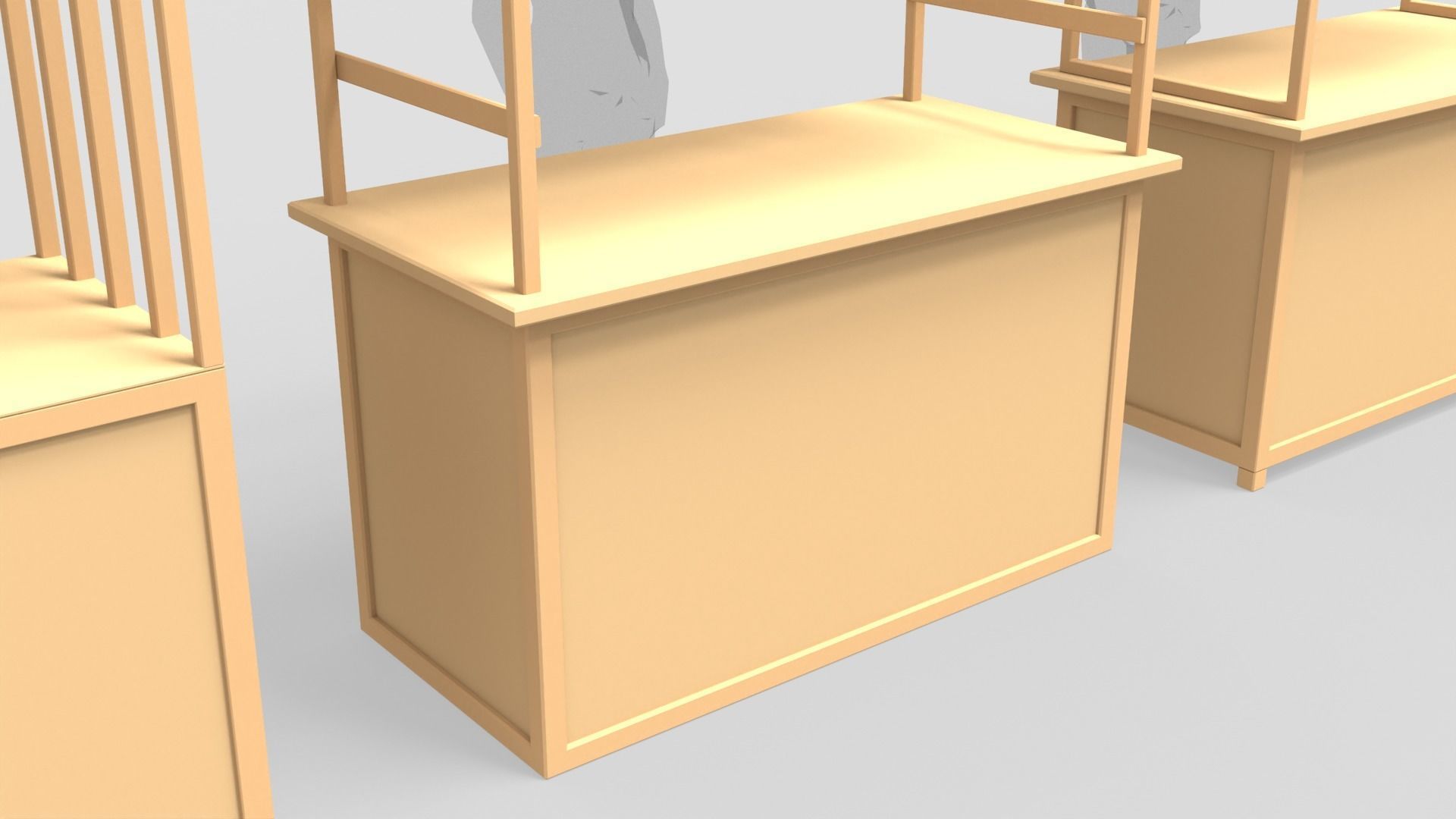 Asian Wooden Food Stands 3D model | CGTrader