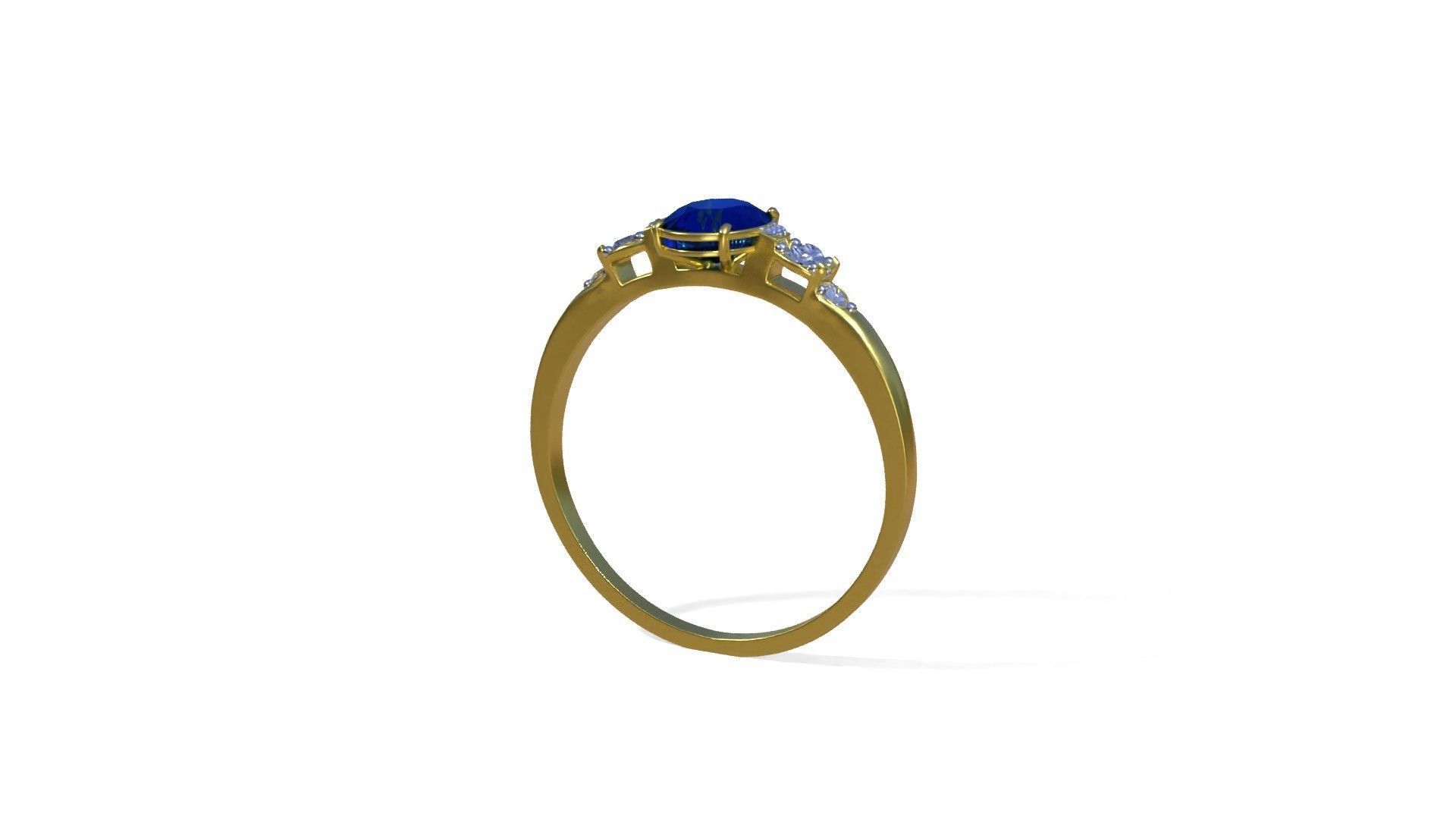 Blue diamond gold ring 3D model | CGTrader