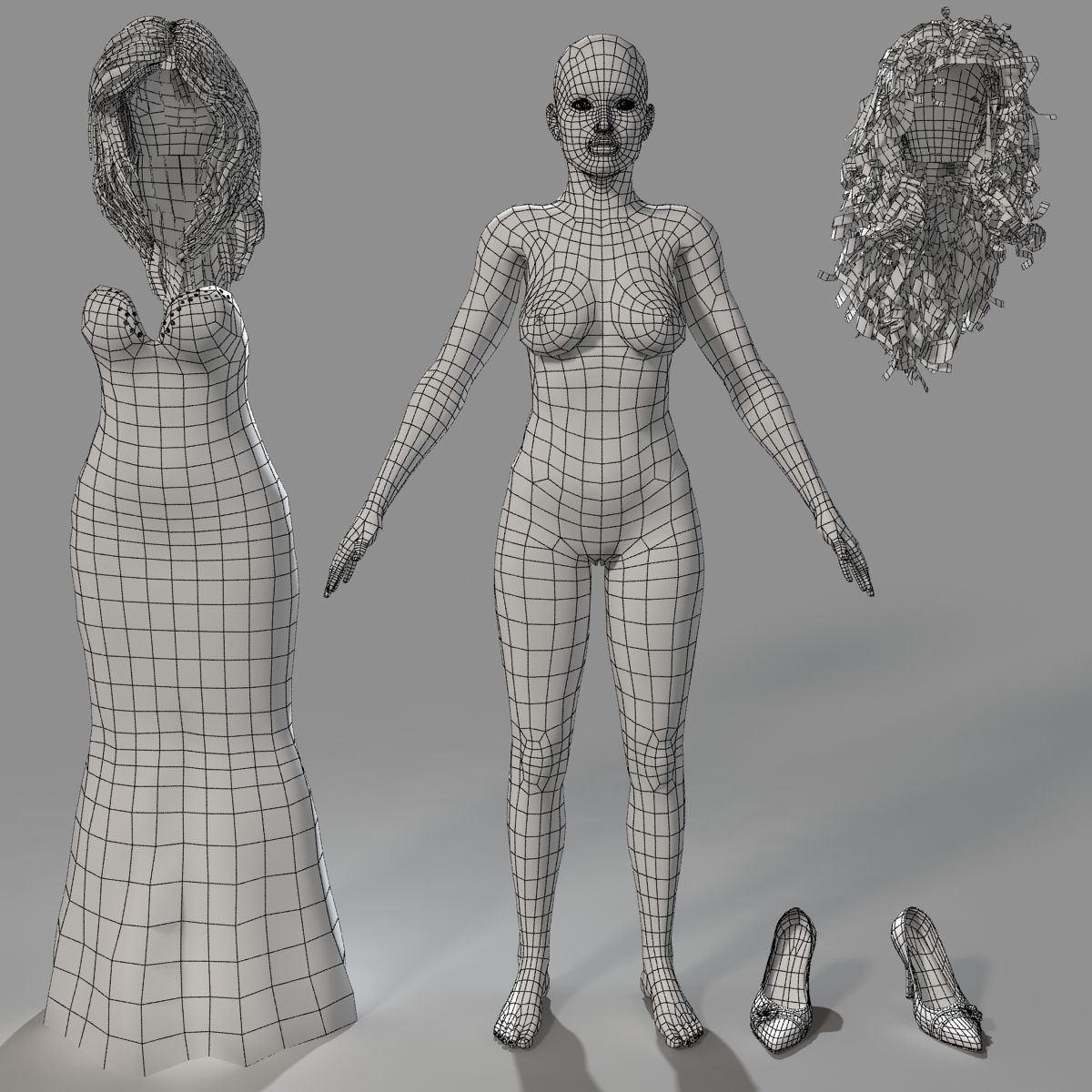 3D model Anastasia Rigged Female Character VR / AR / low-poly | CGTrader