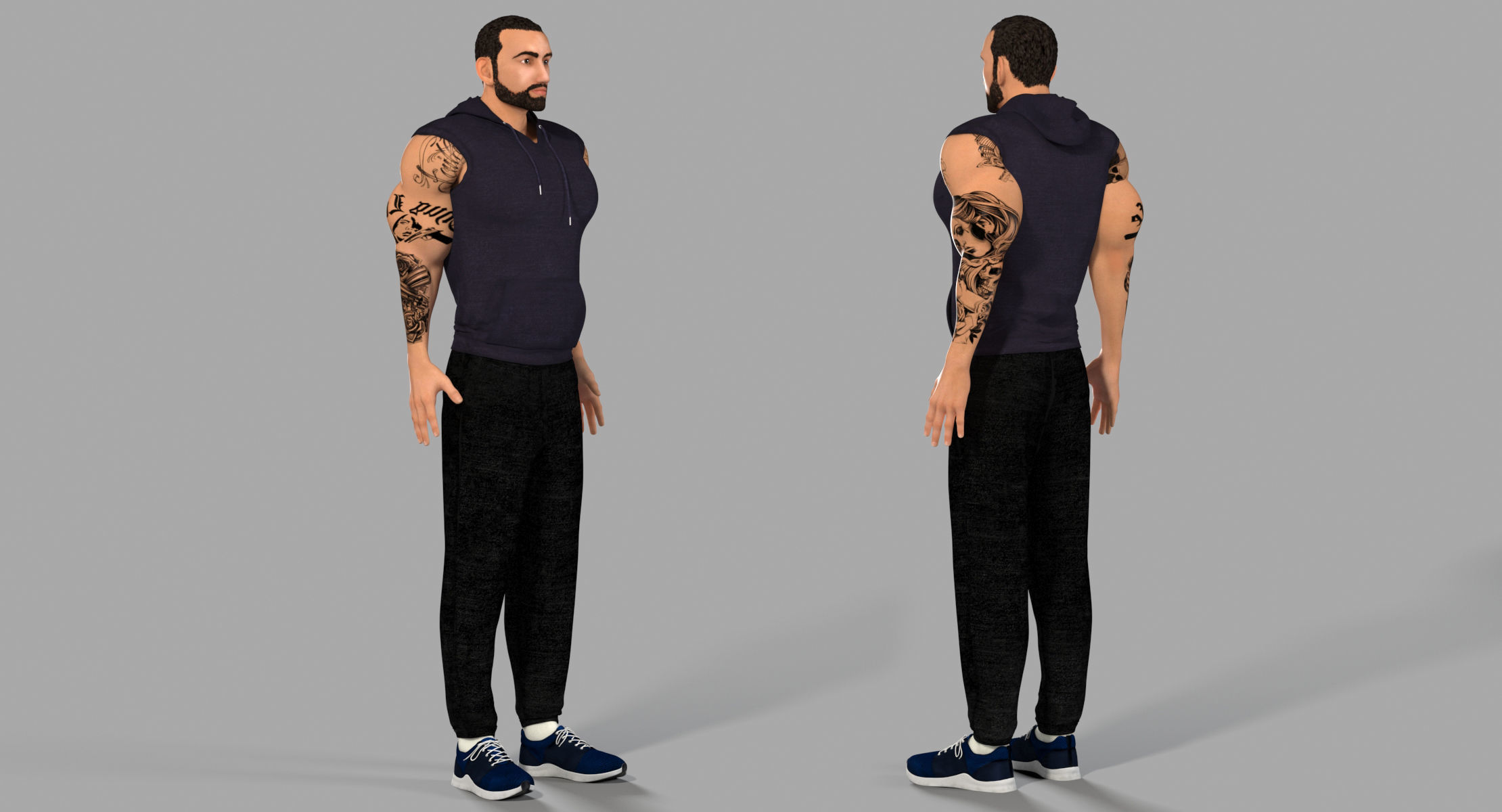 3D model Muscular Gangster Rigged Character VR / AR / low-poly | CGTrader