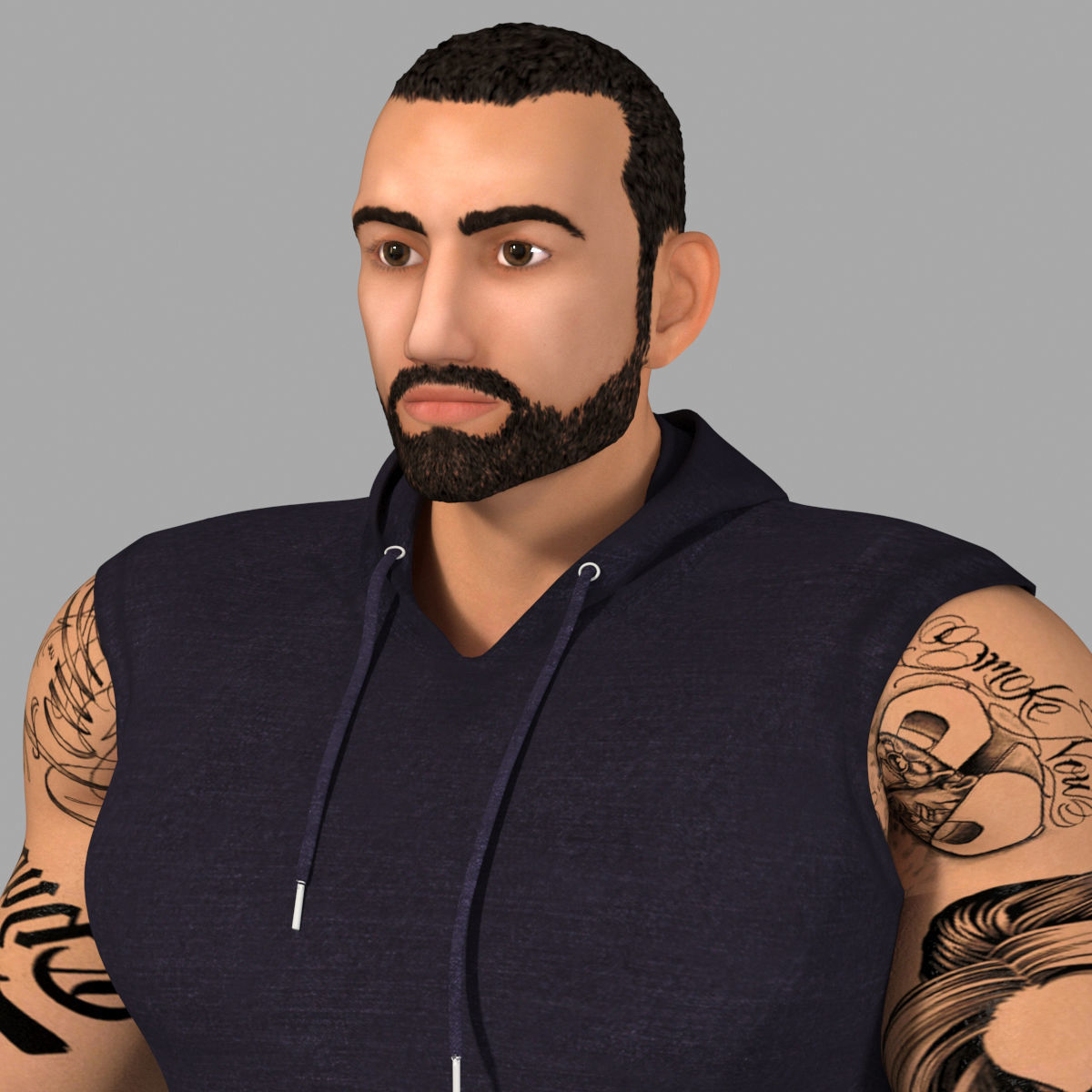 3D model Muscular Gangster Rigged Character VR / AR / low-poly | CGTrader