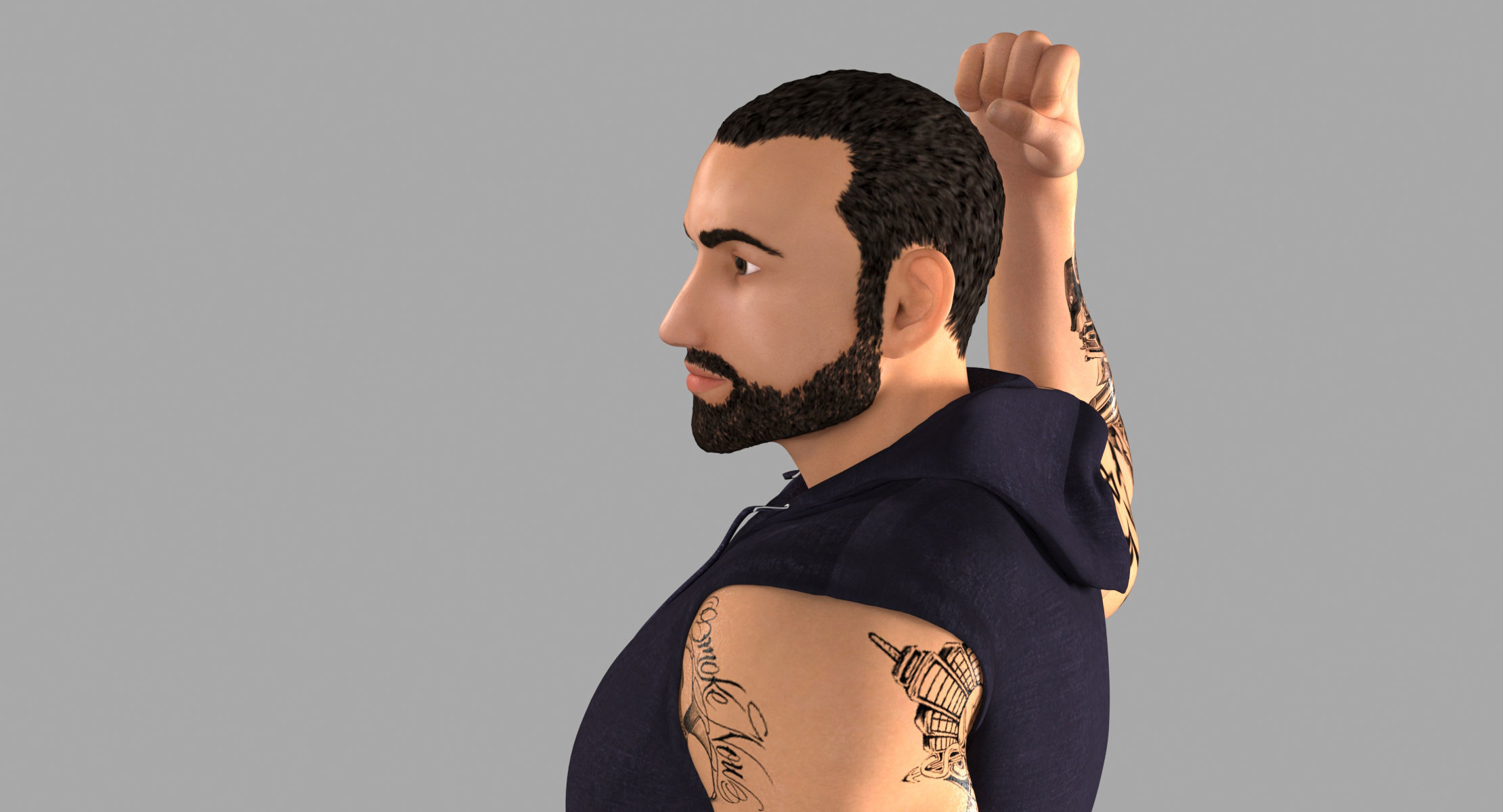 3D model Muscular Gangster Rigged Character VR / AR / low-poly | CGTrader