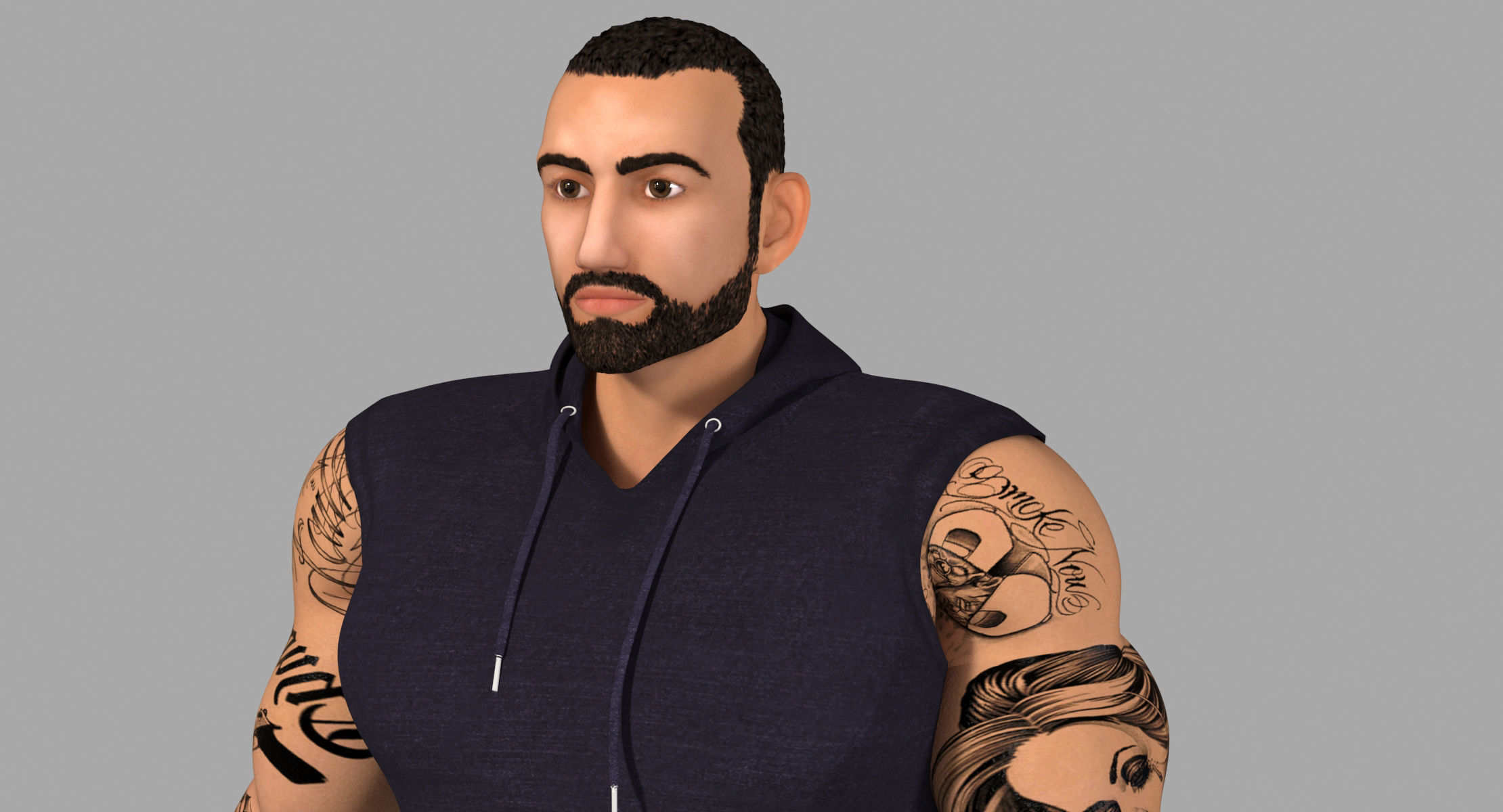 3D model Muscular Gangster Rigged Character VR / AR / low-poly | CGTrader