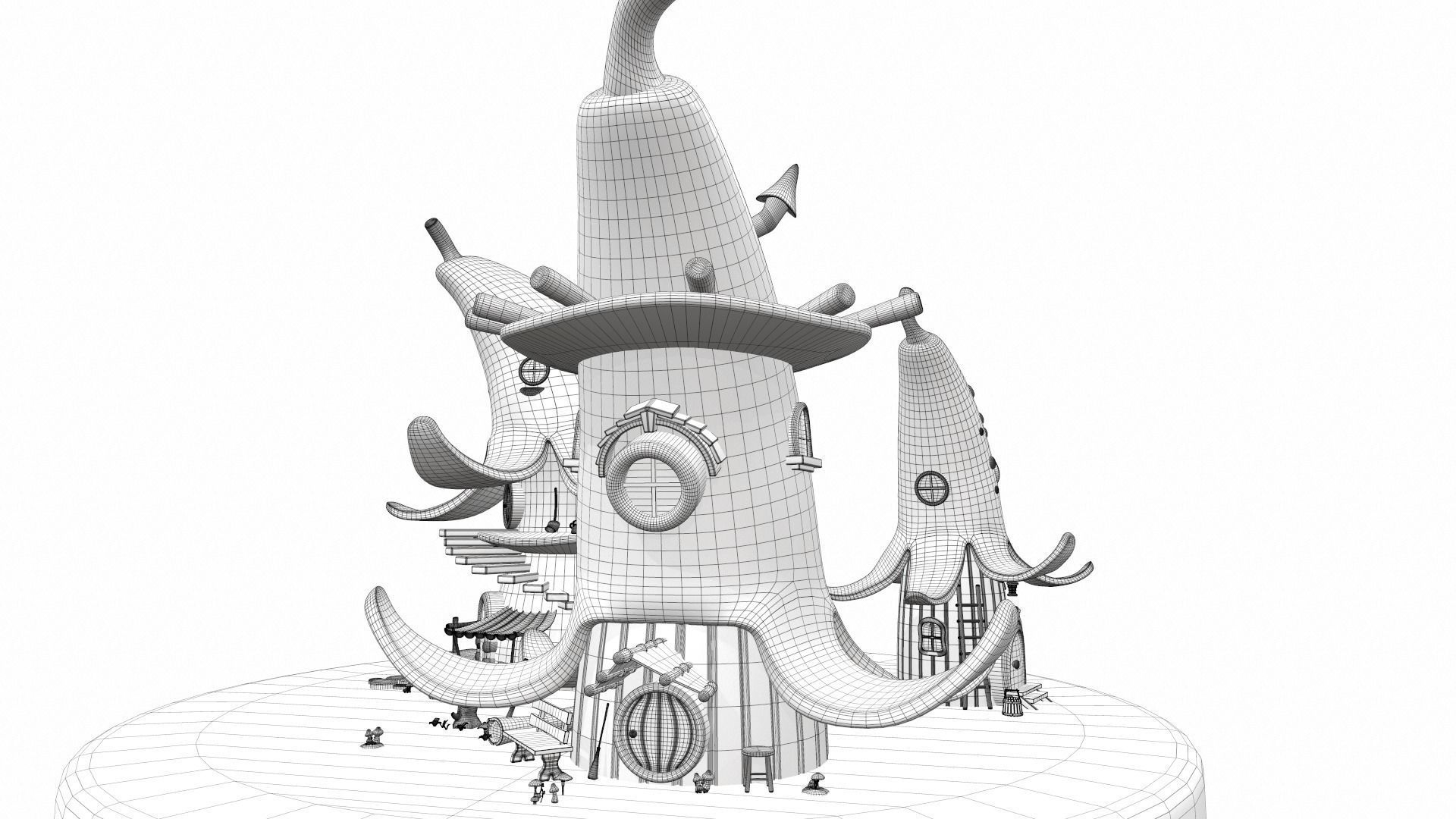 Cartoon banana house and props 2 3D model | CGTrader