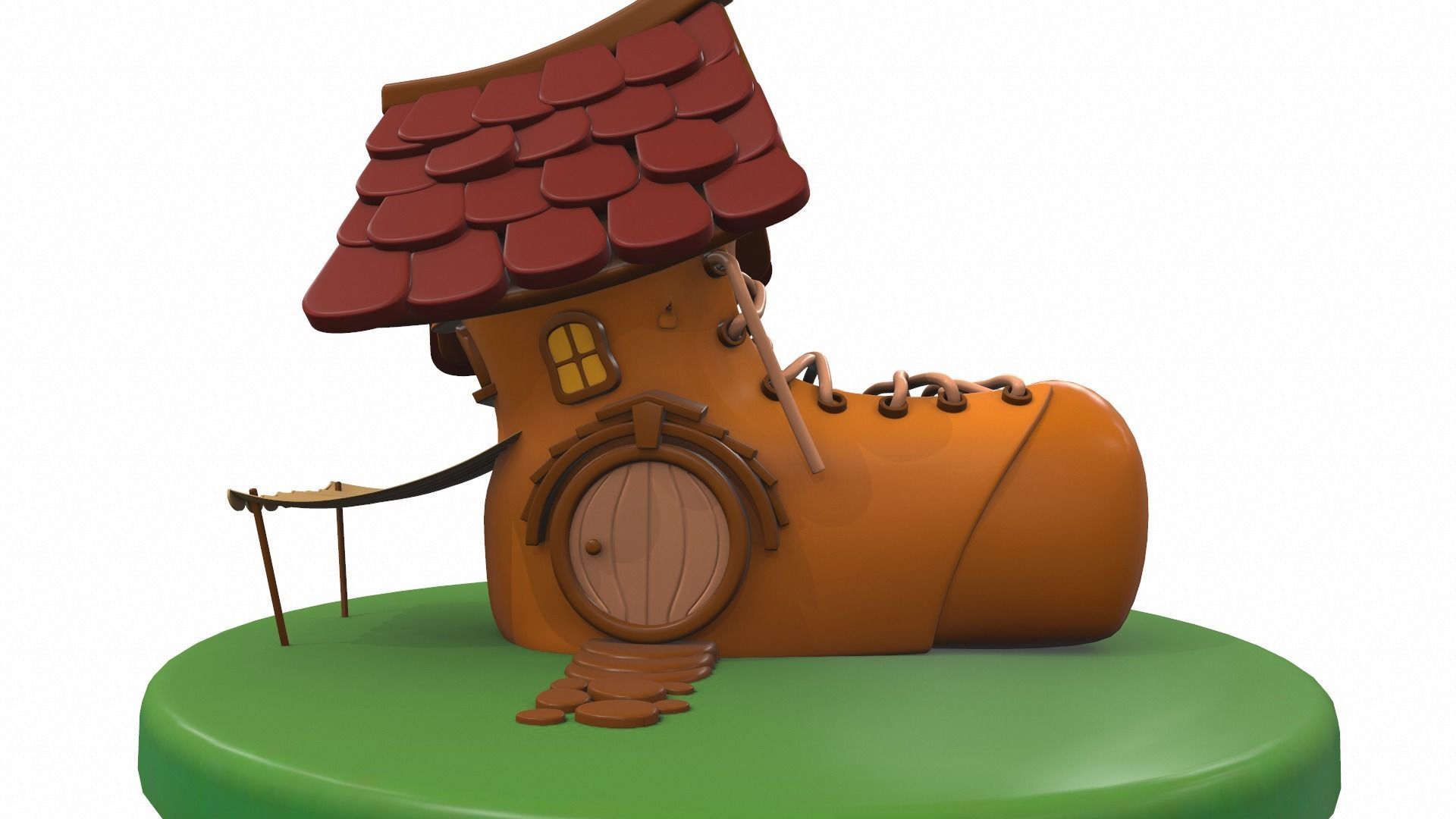 Cartoon boot house and props 3D model | CGTrader