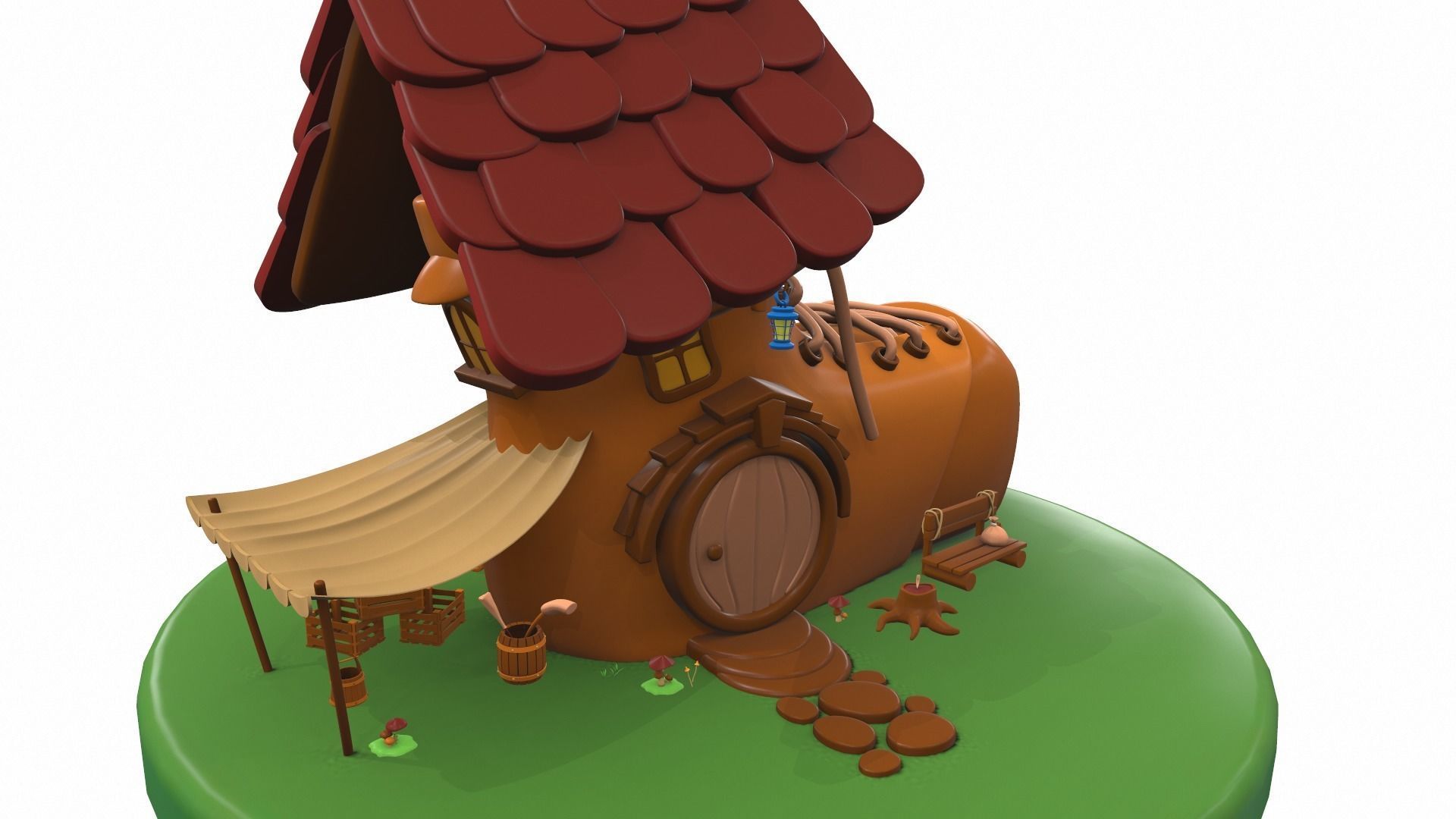 Cartoon boot house and props 3D model | CGTrader