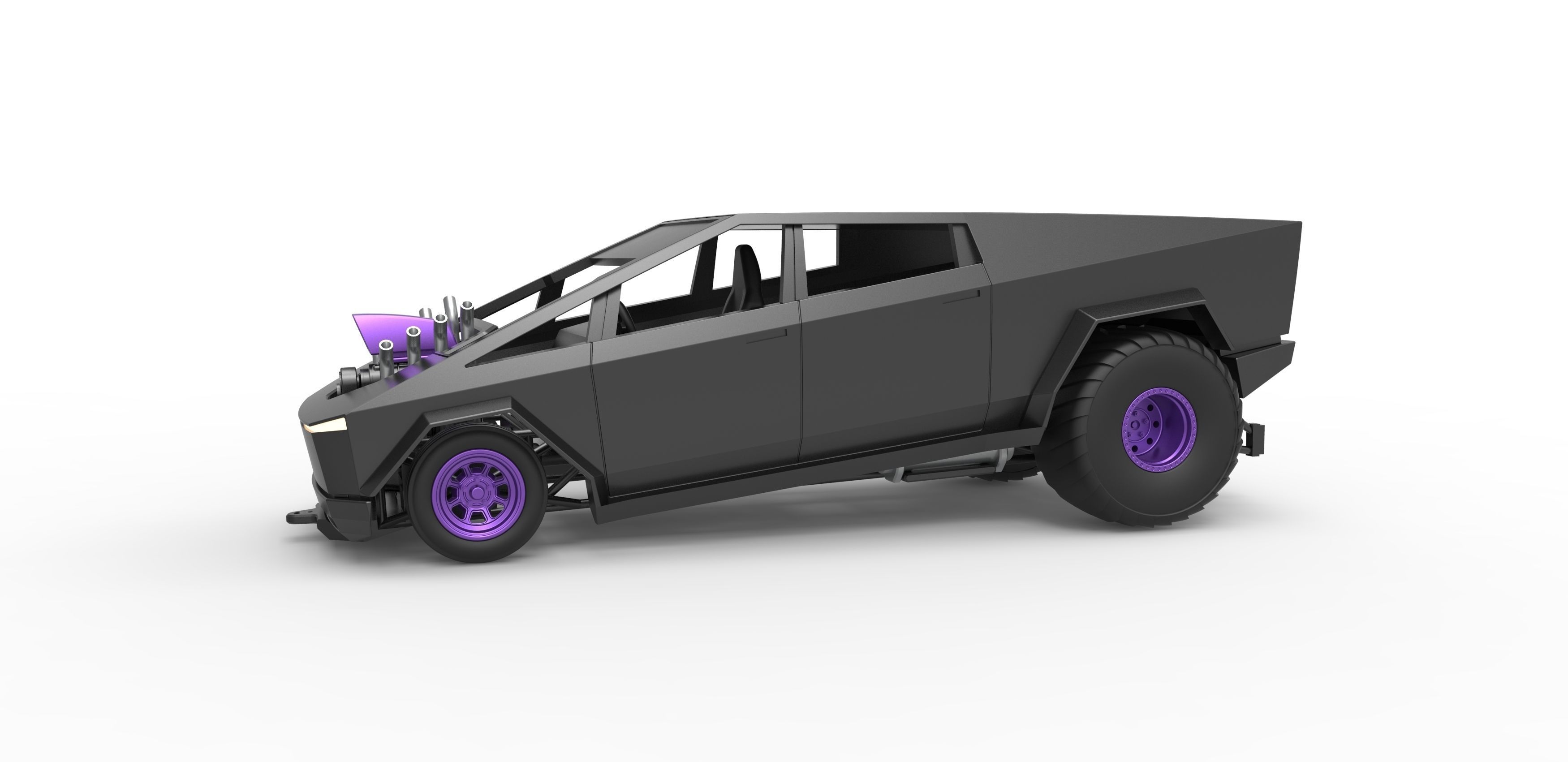 Tesla Cybertruck pulling truck 2wd Scale 1 to 25 3D model 3D printable ...