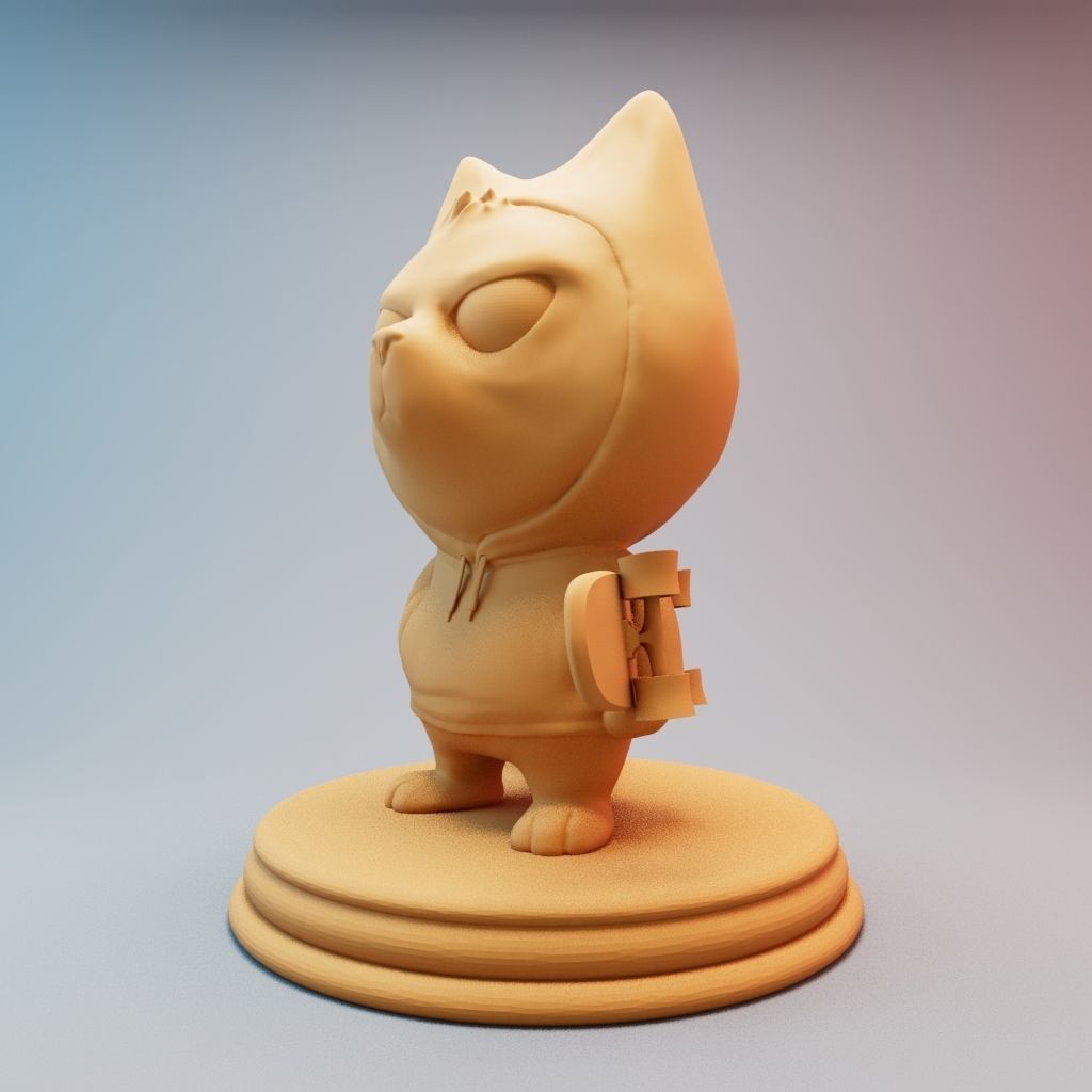 Skater Cat 3D model 3D printable | CGTrader