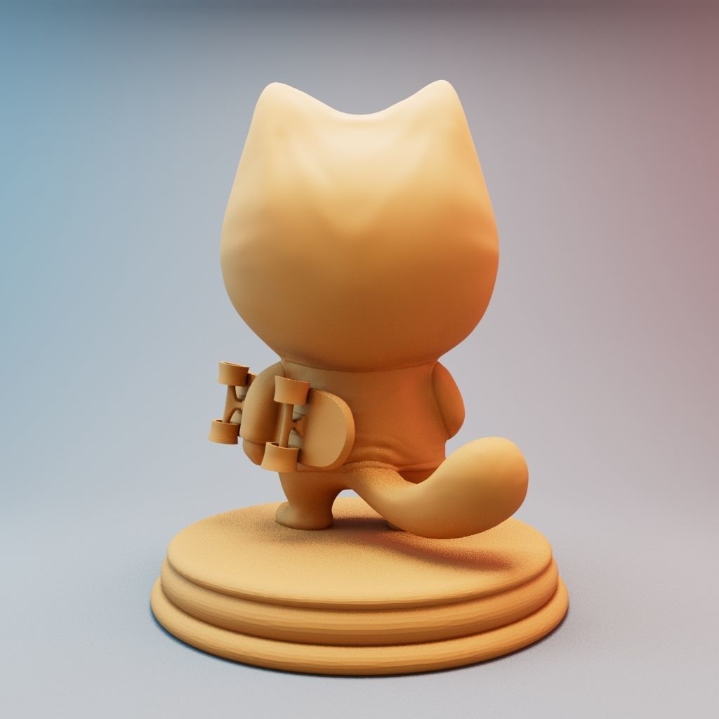 Skater Cat 3D model 3D printable | CGTrader