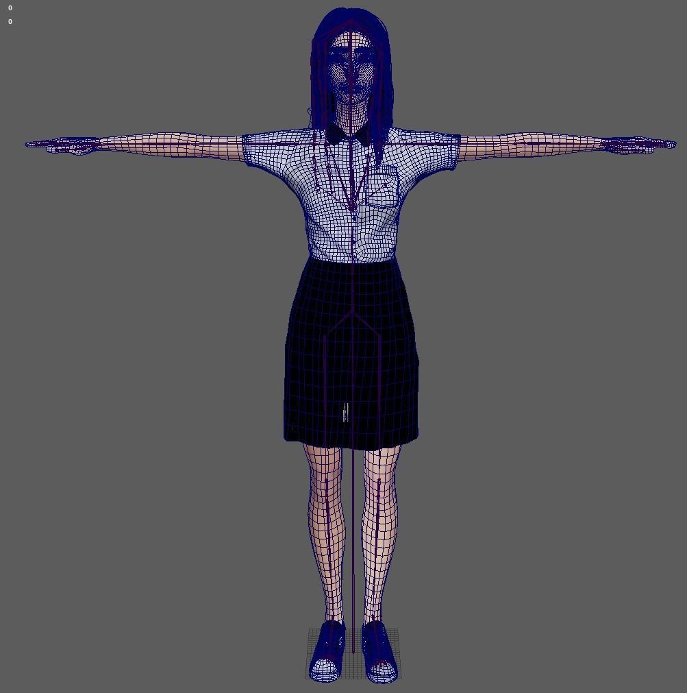 3D model Korean Style School Girl Low-poly 3D model VR / AR / low-poly ...