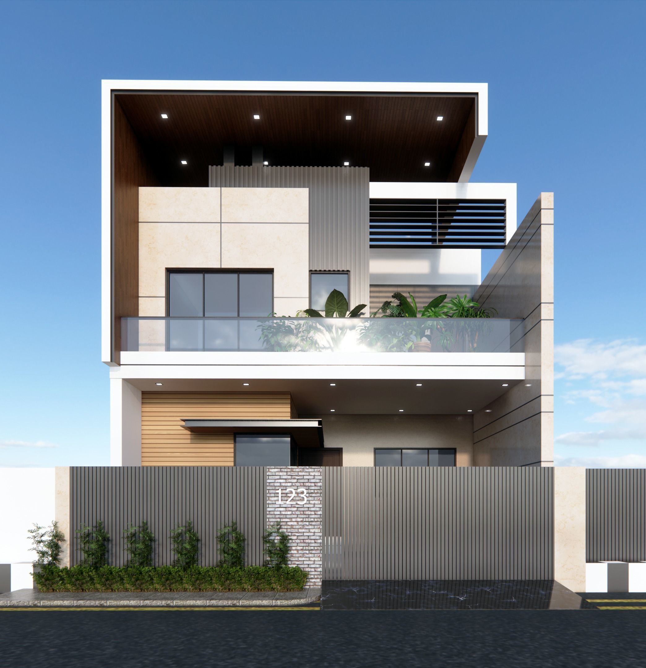 Modern House Elevation Exterior Design 3D model | CGTrader