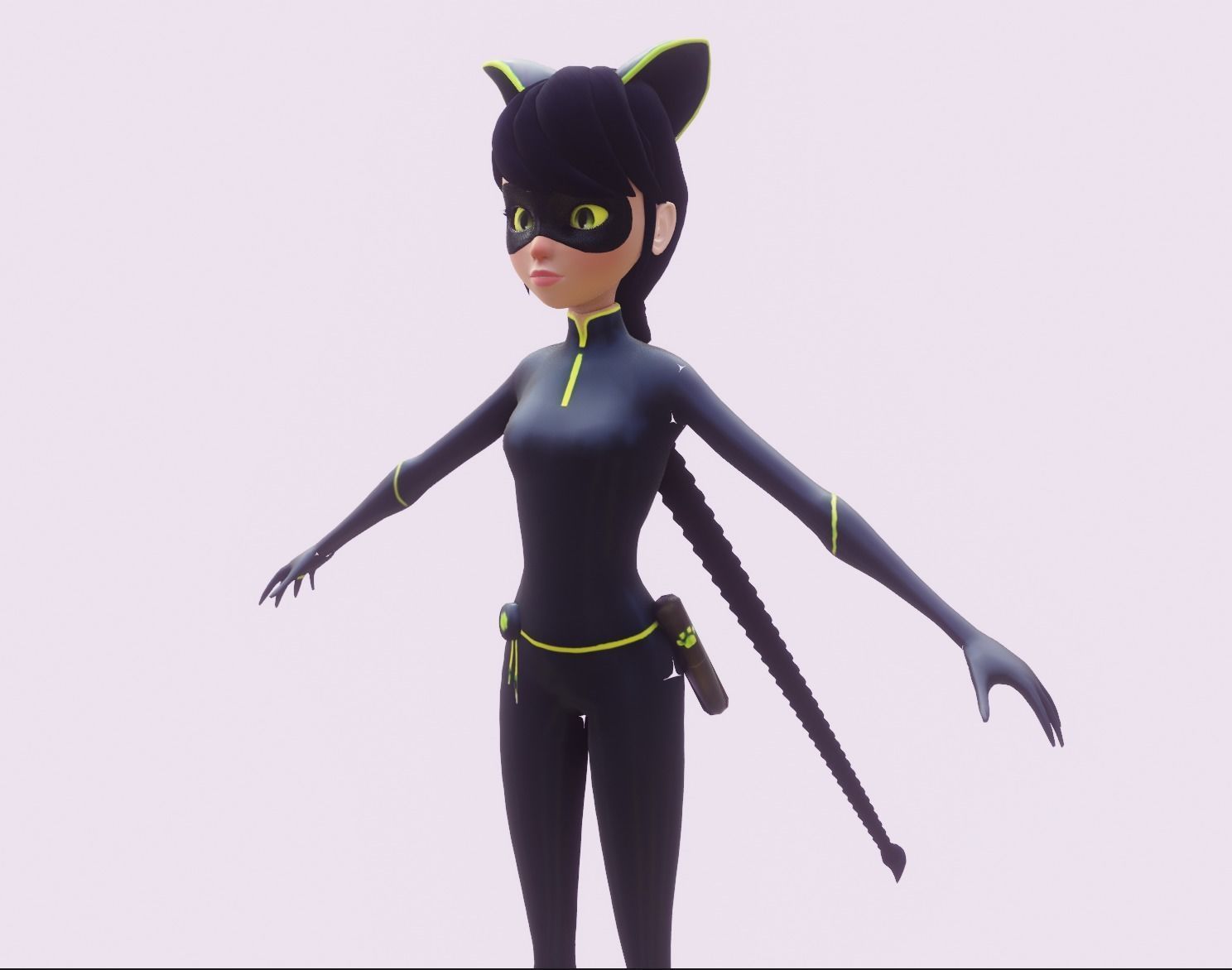 3D model MIRACULOUS LADY NOIR physics animated rigged NEW VR / AR / low ...