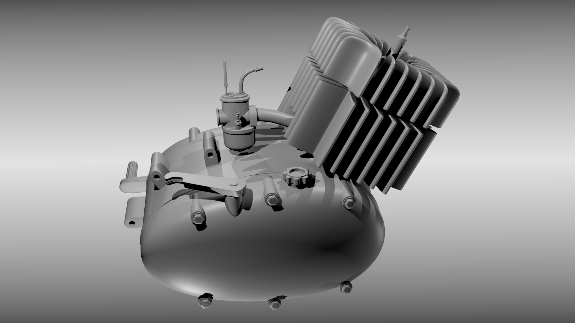 Two stroke moped engine 3D Model .obj .fbx .blend - CGTrader.com