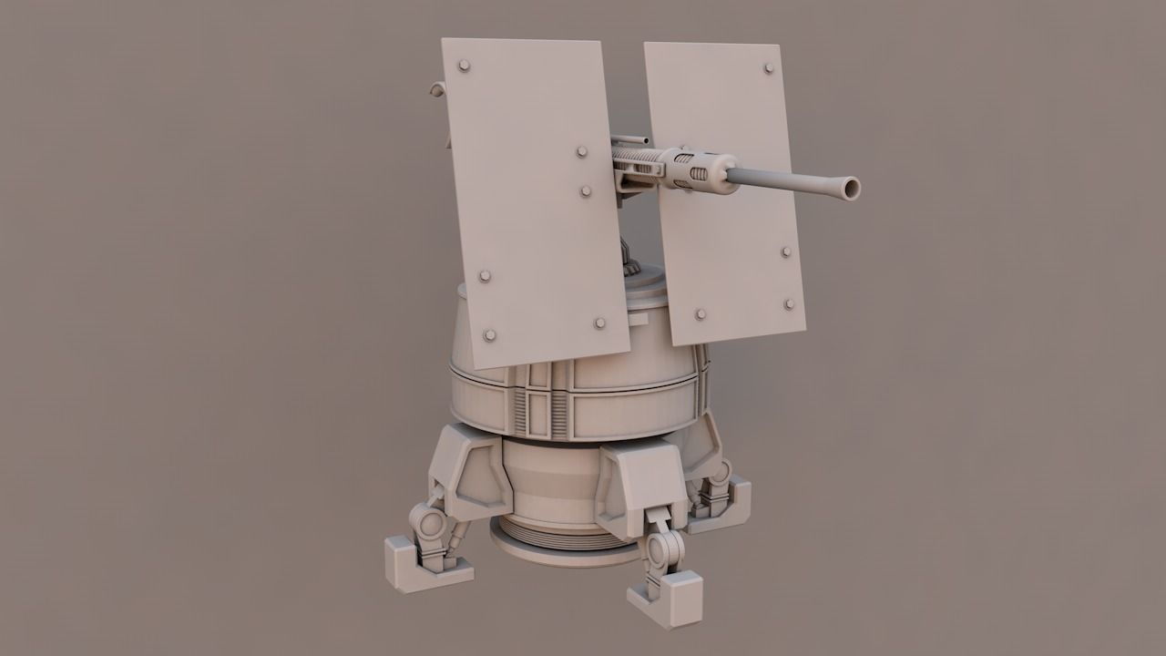 Turret machine gun high poly 3D model 3D model | CGTrader