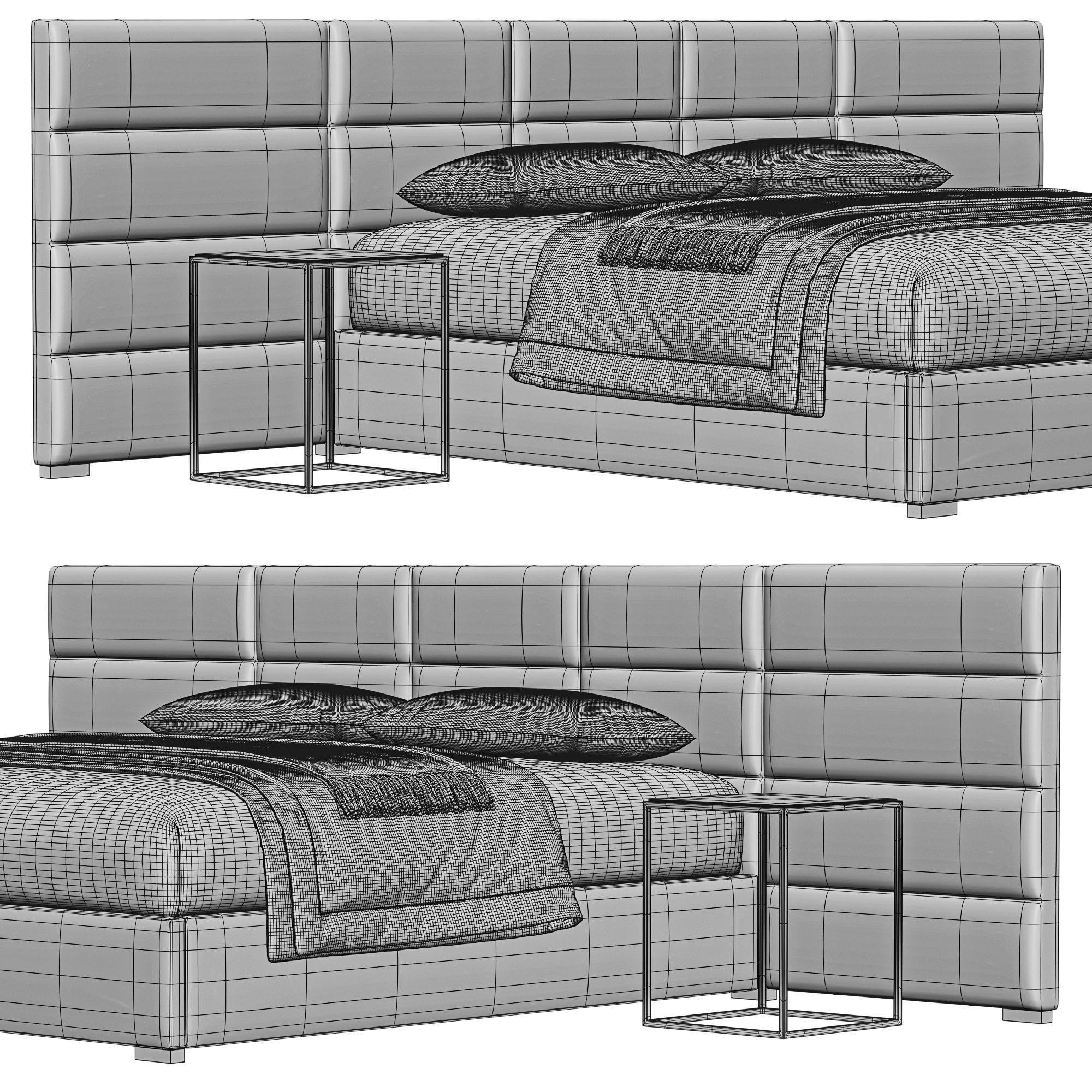 MODENA FABRIC RECTANGULAR EXTENDED BED 3D model | CGTrader