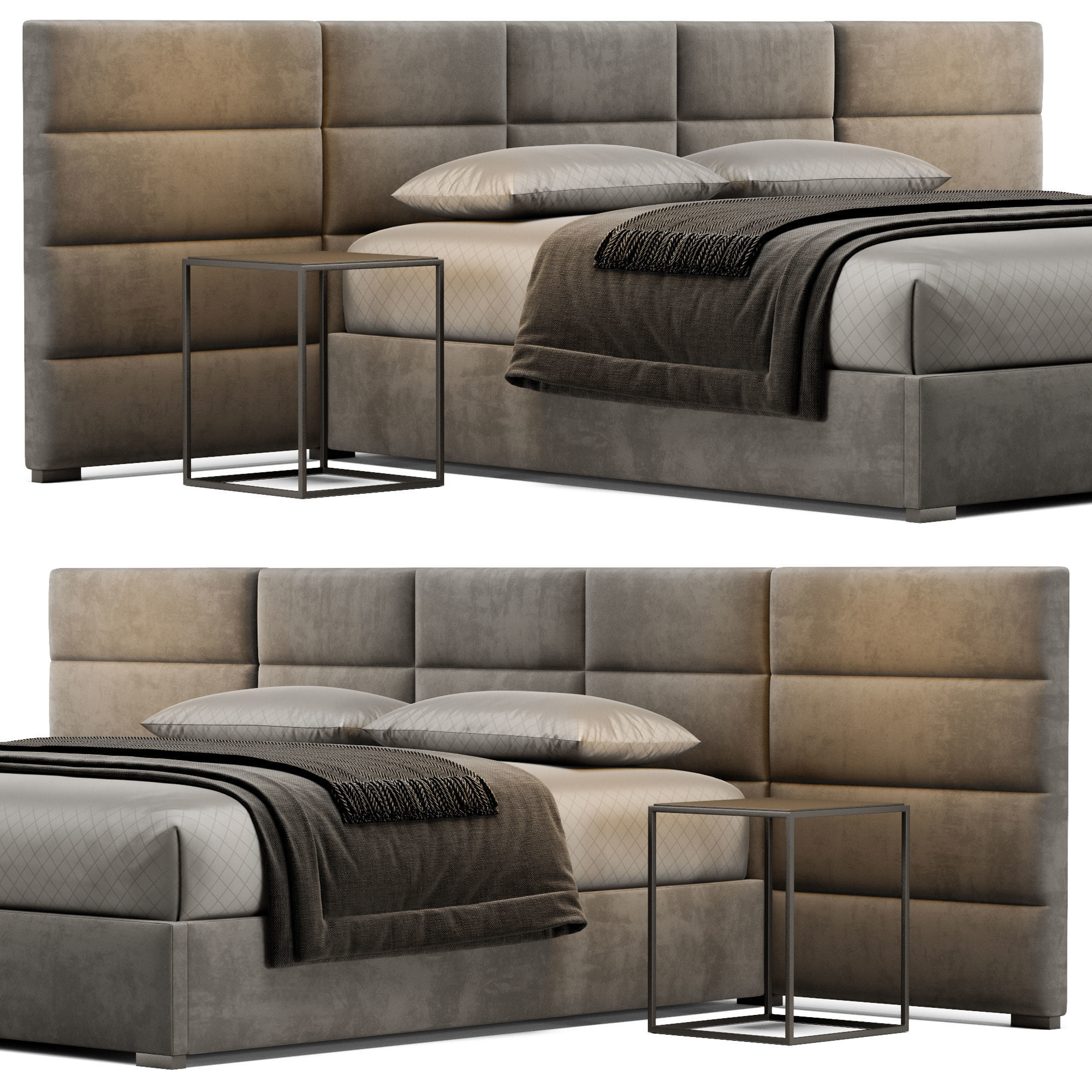MODENA FABRIC RECTANGULAR EXTENDED BED 3D model | CGTrader