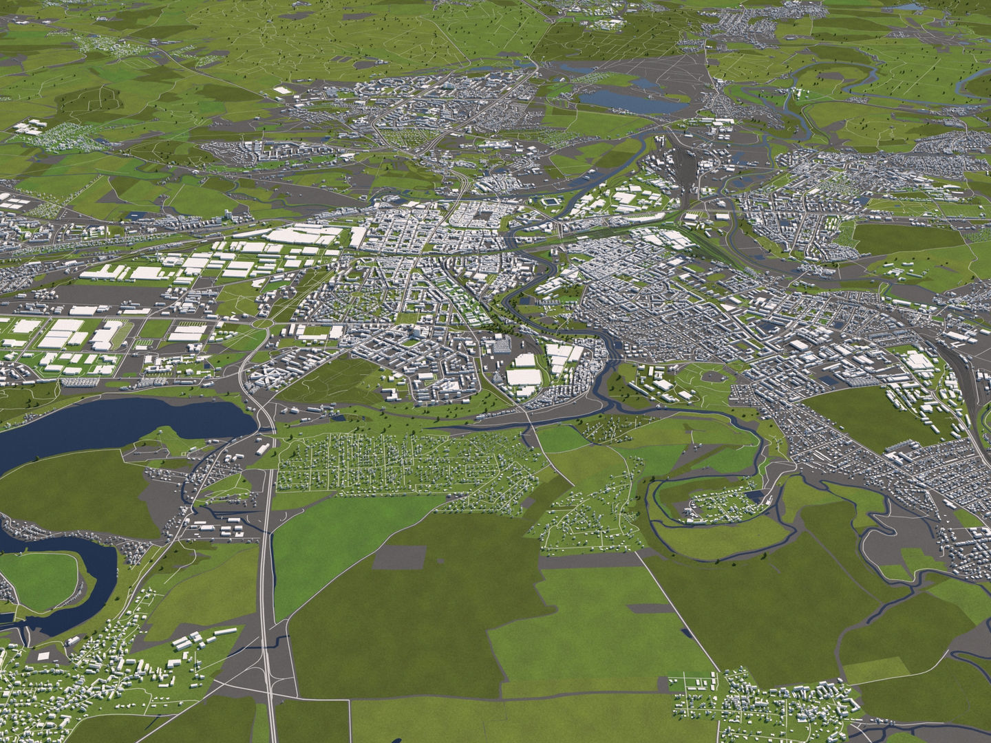 Pilsen Czech Republic 50x50km 3D City Map 3D model | CGTrader