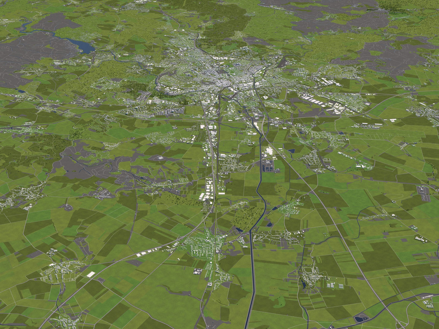 Brno Czech Republic 50x50km 3D City Map 3D model | CGTrader