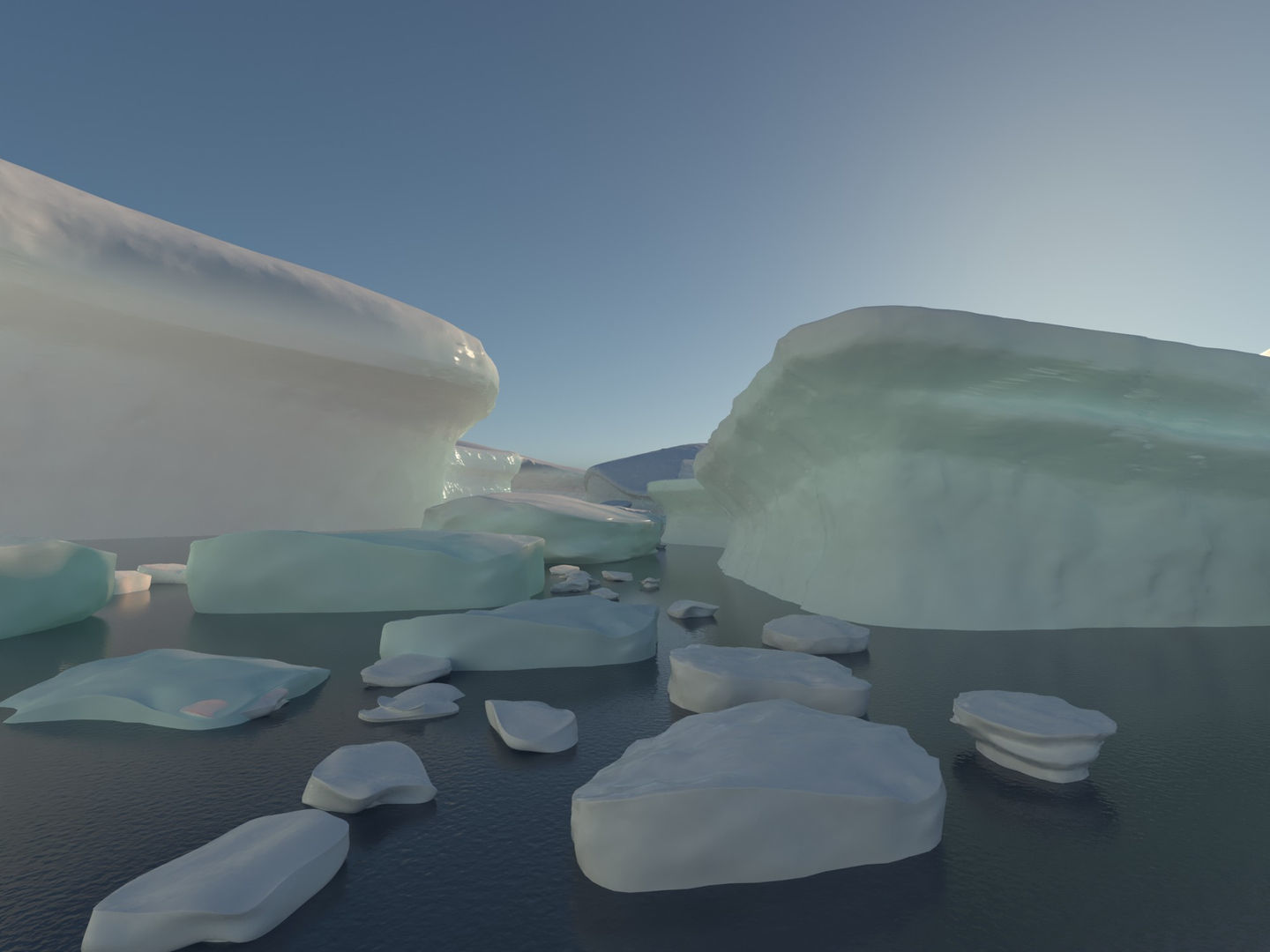 Icescape icebergs floating in water 3D model | CGTrader