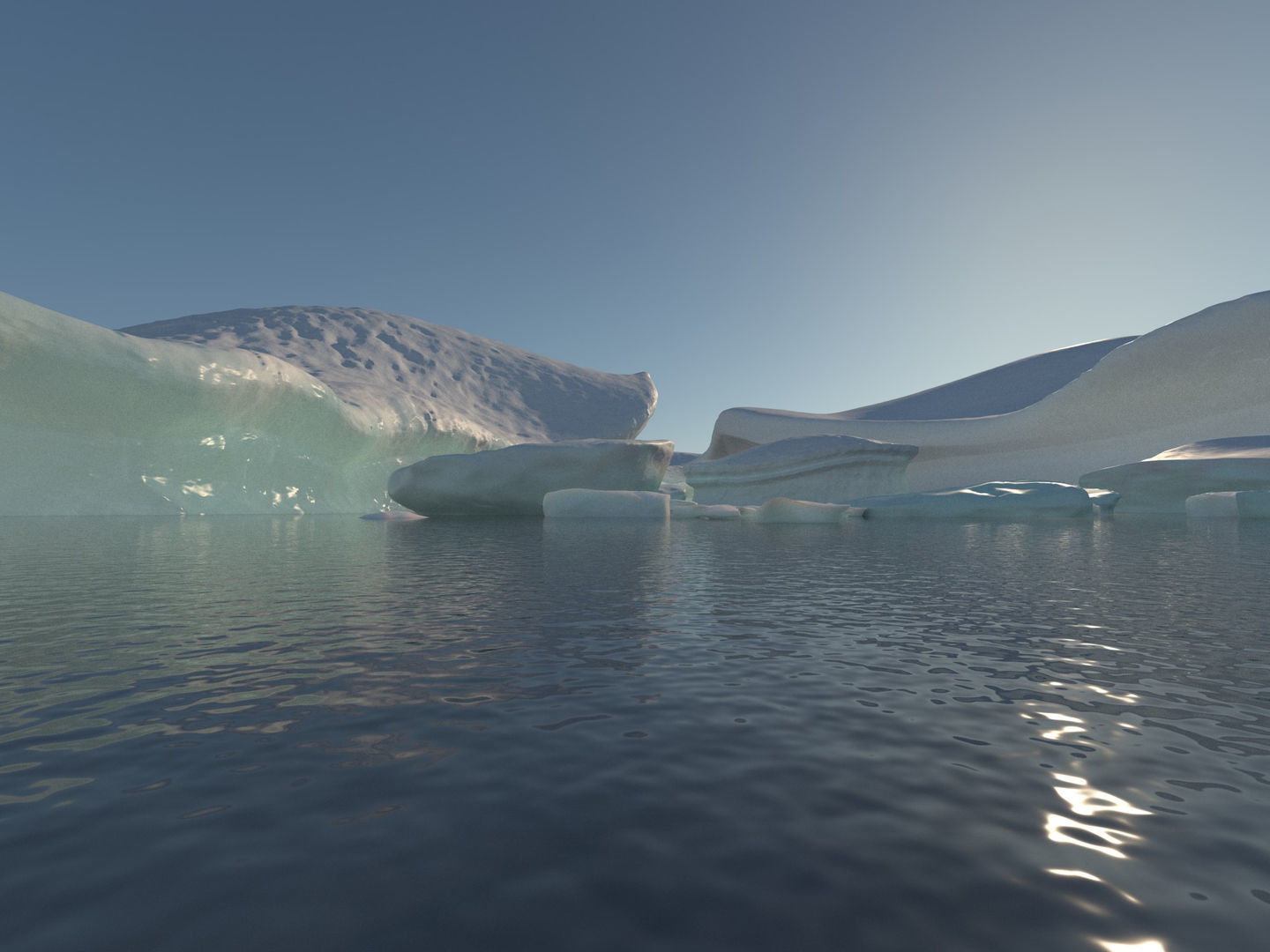 Icescape icebergs floating in water 3D model | CGTrader