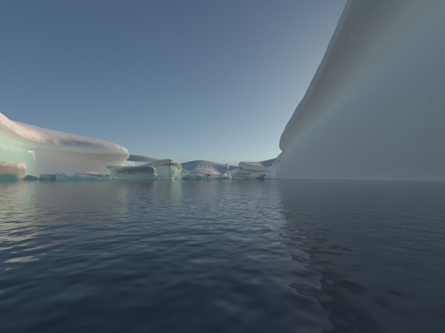 Icescape icebergs floating in water 3D model | CGTrader