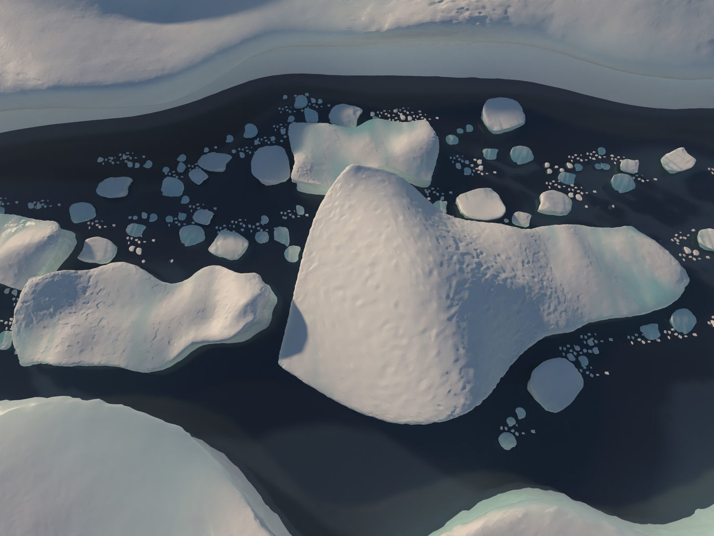 Icescape icebergs floating in water 3D model | CGTrader