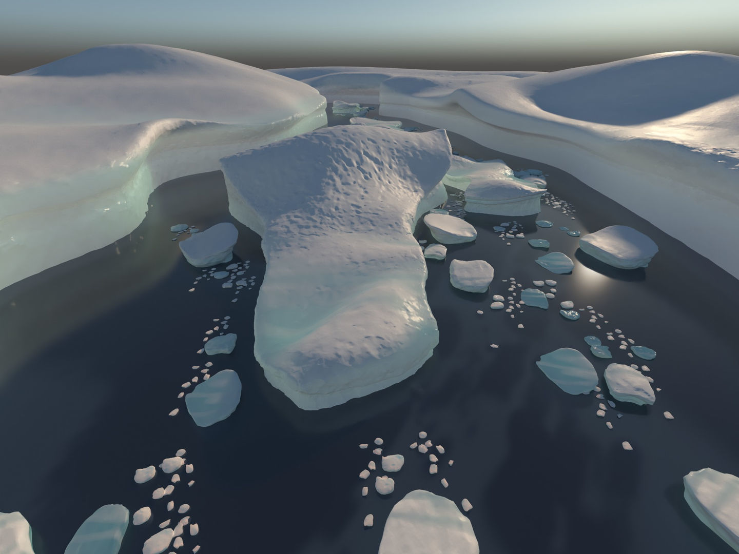 Icescape icebergs floating in water 3D model | CGTrader