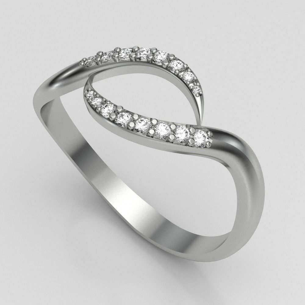 Smooth curvy ring with stones AN001 free 3D model 3D printable | CGTrader