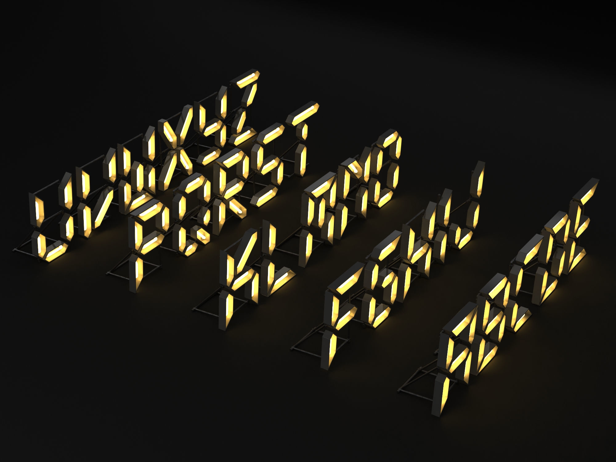 Tubelight Letters Signage 3D model | CGTrader