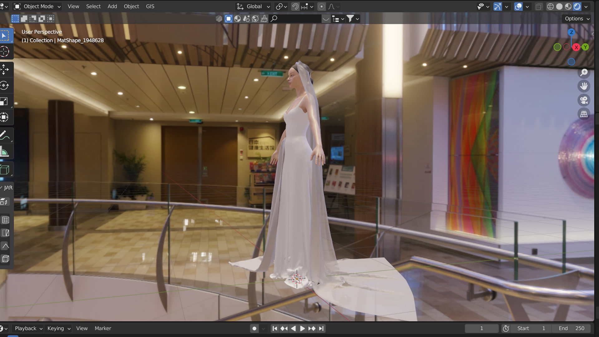 3D model Beautiful and romantic butterfly silk wedding party dress VR ...