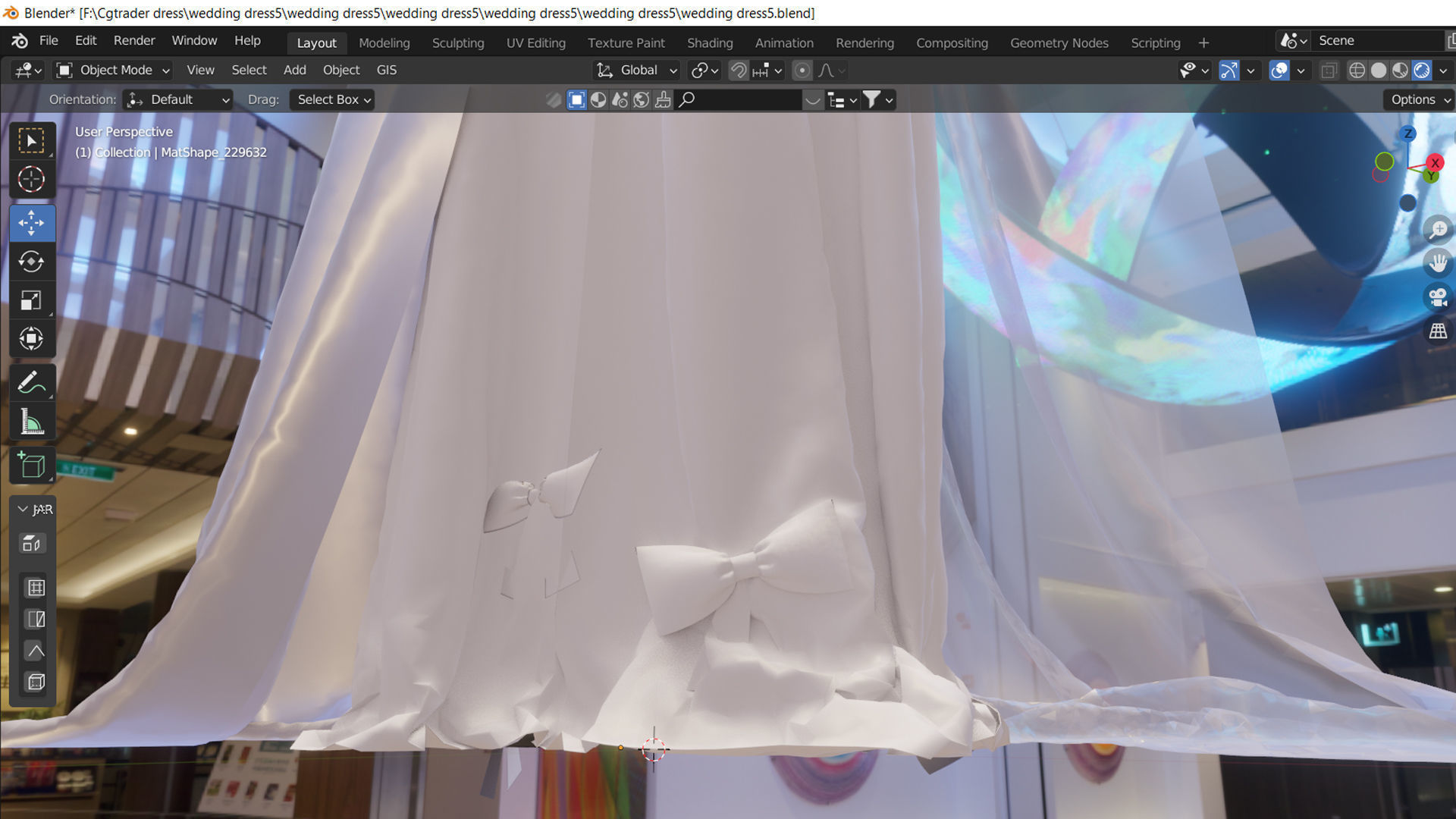 3D model Beautiful and romantic butterfly silk wedding party dress VR ...