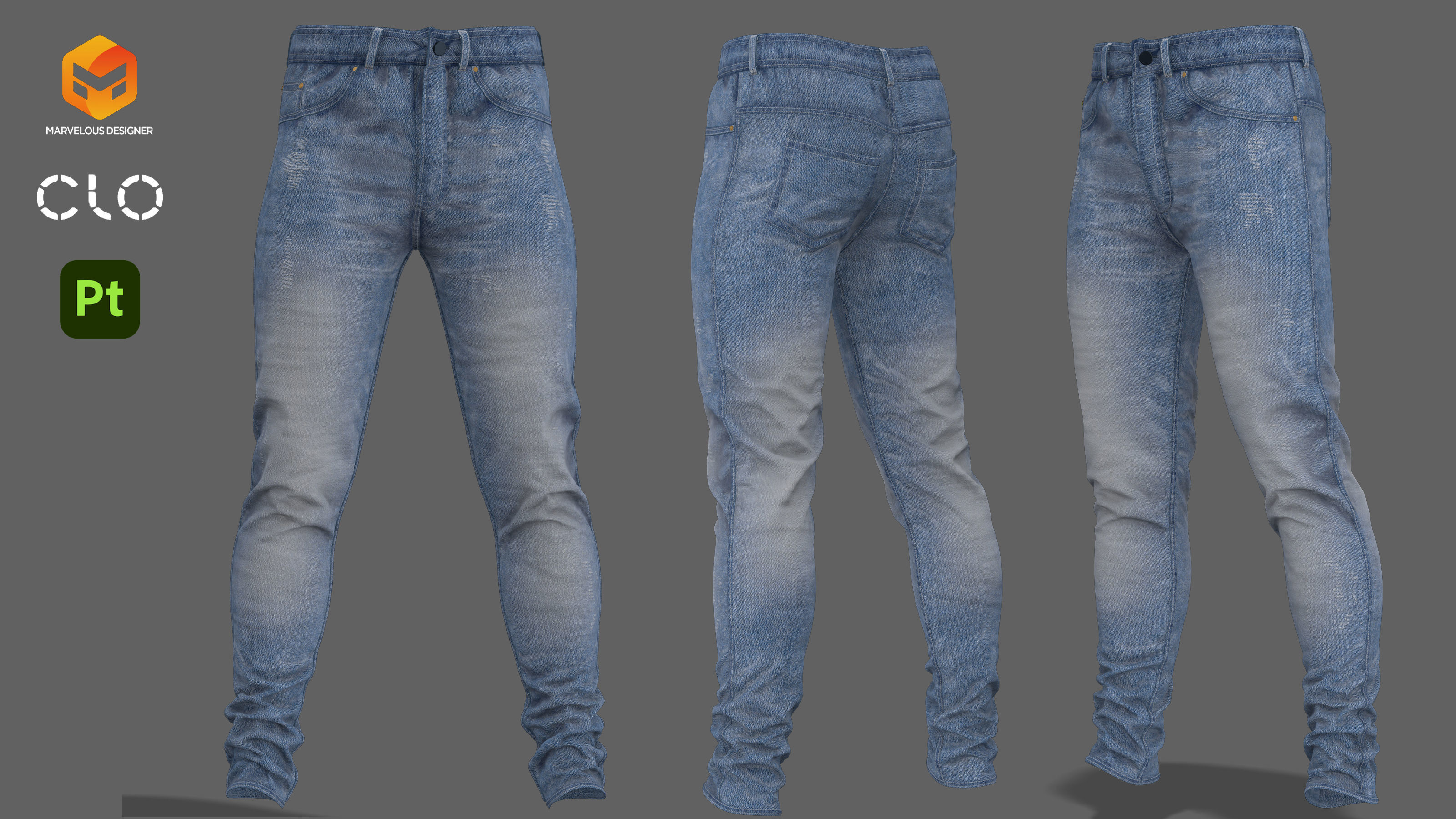 Tutorial Clo3d and MD Realistic jean modeling and texturing 3D model ...