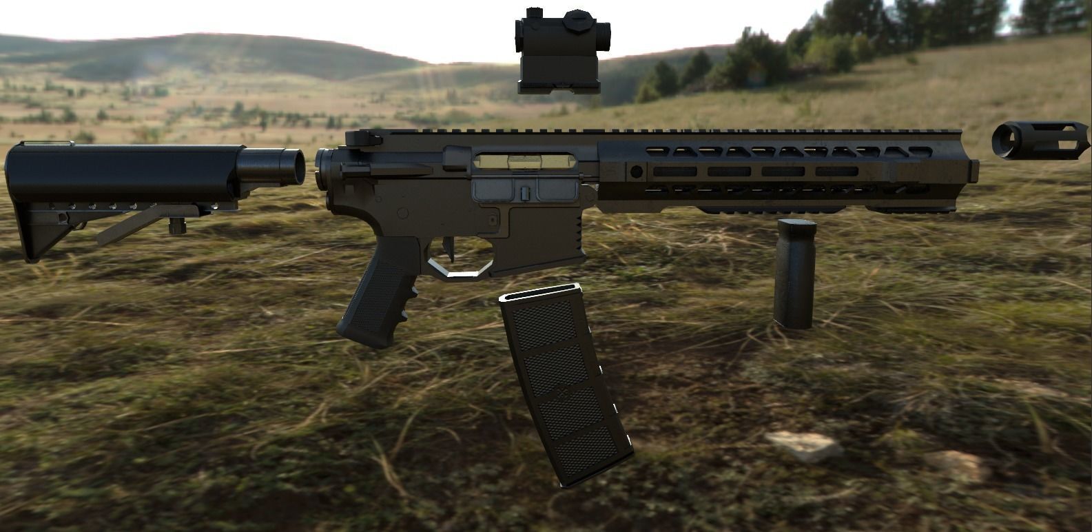 3D model SAY GRY AR-15 Assault Rifle VR / AR / low-poly | CGTrader