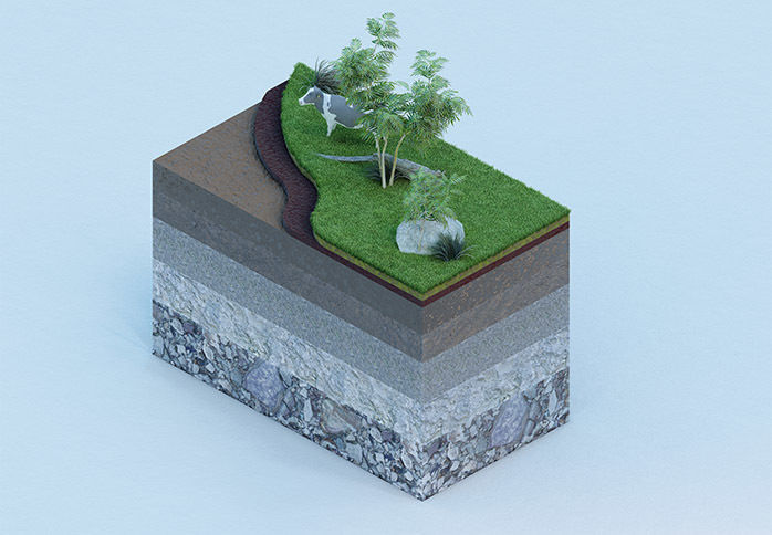 Soil Profile Earth cross section isometric diagram 3D model | CGTrader