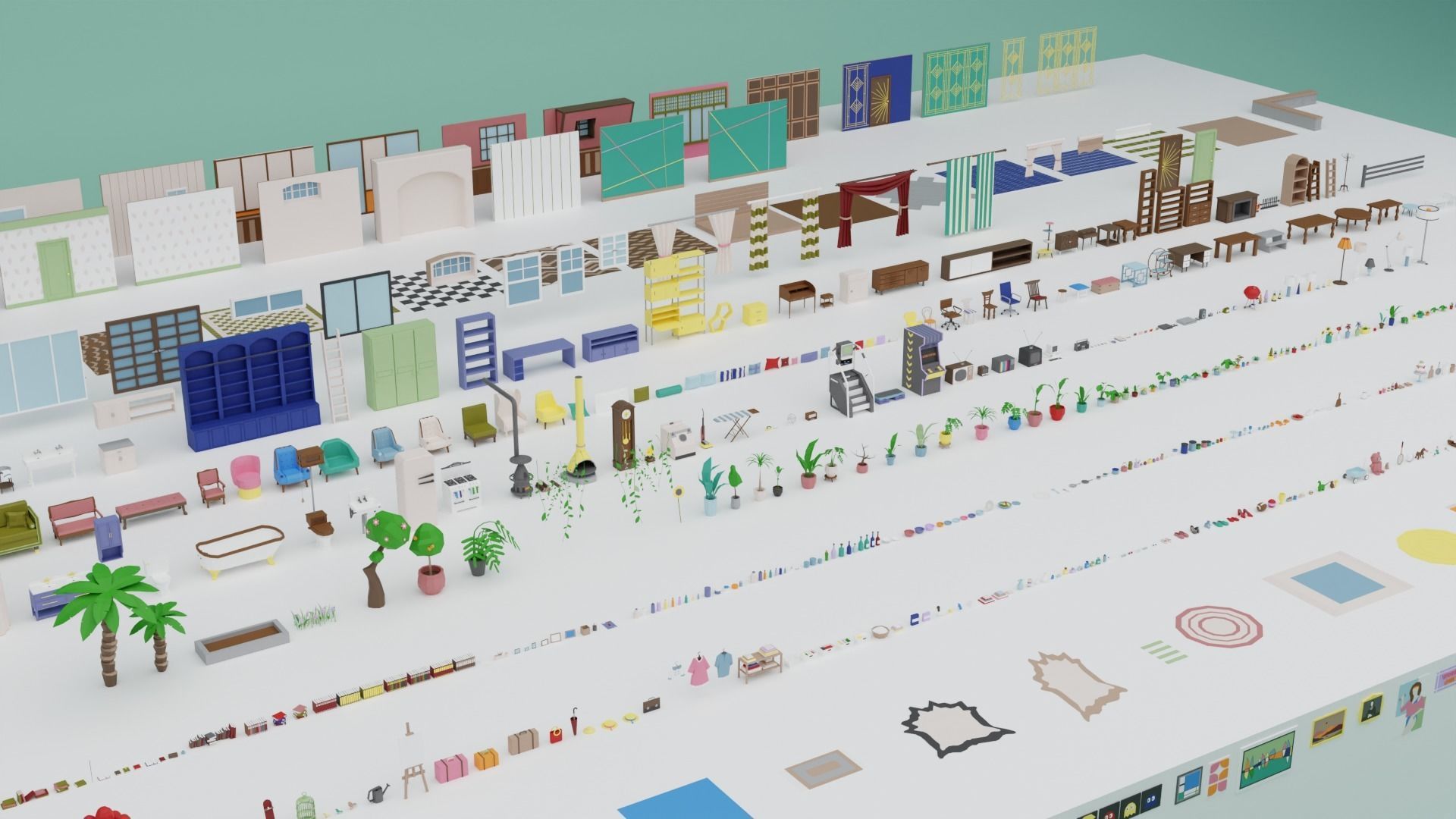 3D model Low Poly Retro Vintage Rooms Interiors VR / AR / low-poly ...