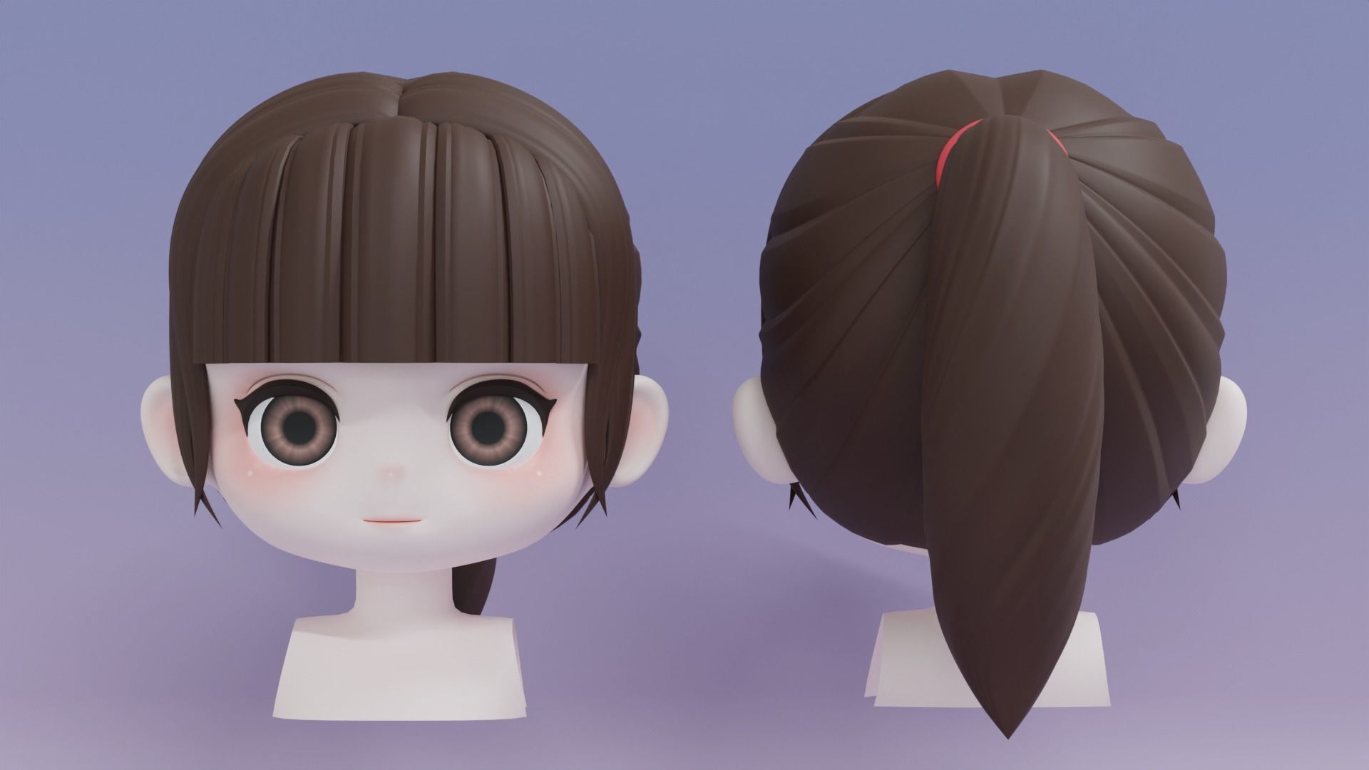 Chibi Female Hair Style 6 3D model | CGTrader