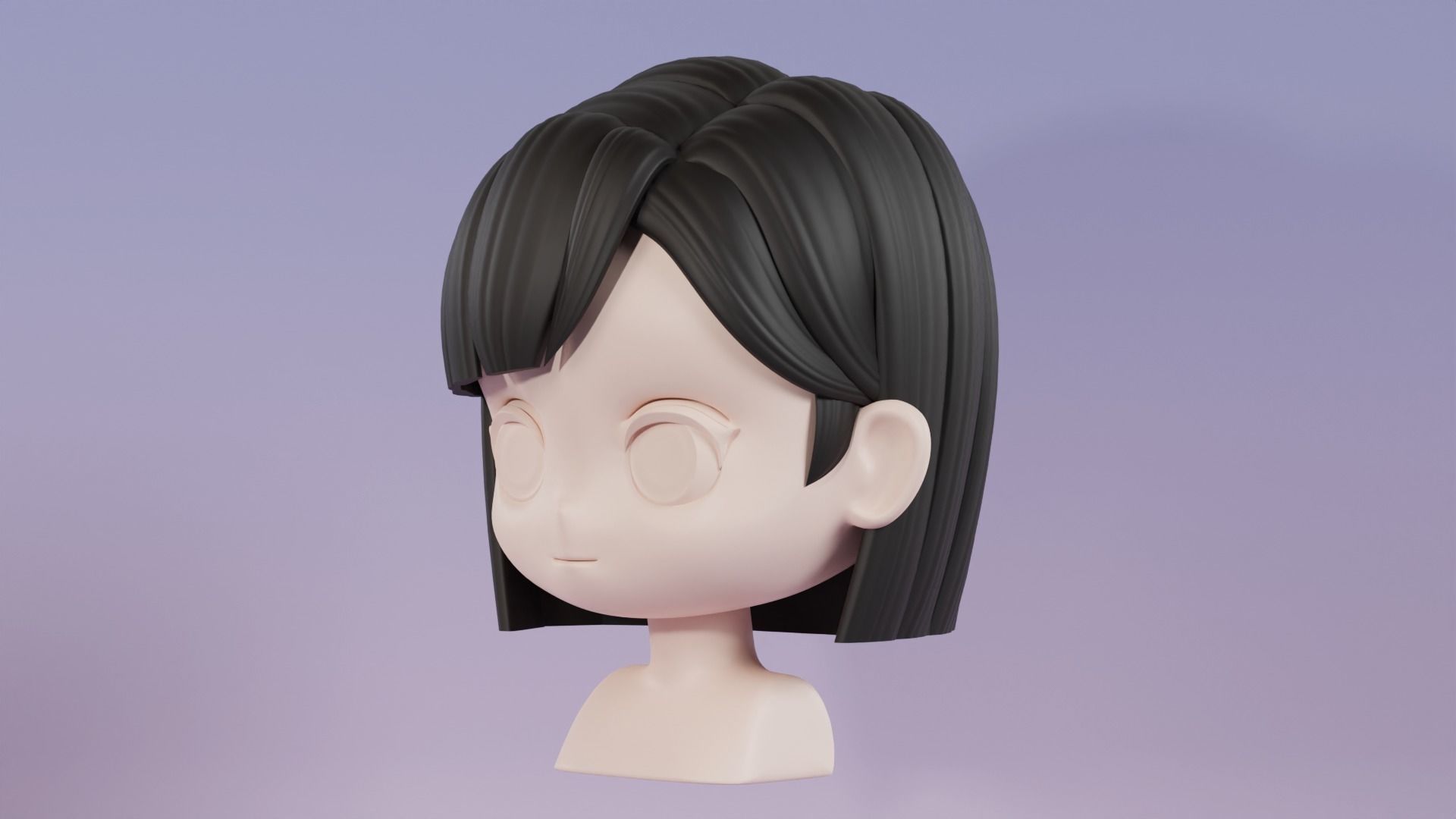 Chibi Female Hair Style 7 3D model | CGTrader