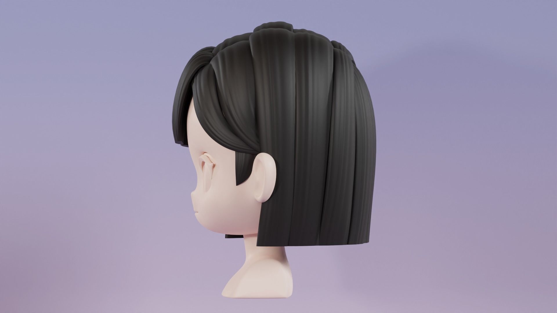 Chibi Female Hair Style 7 3D model | CGTrader