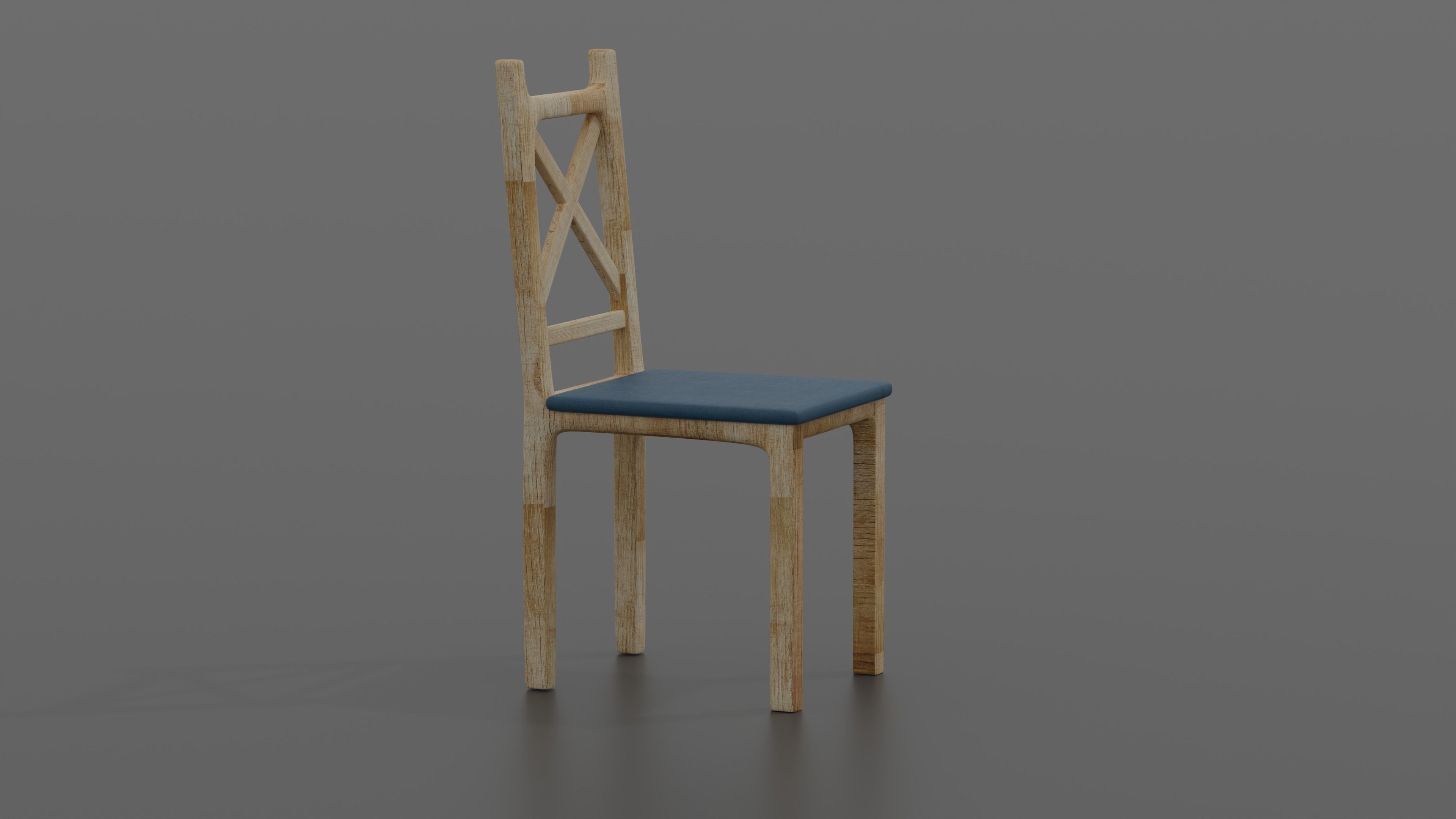 Wodden Chair with seat pat free 3D model | CGTrader