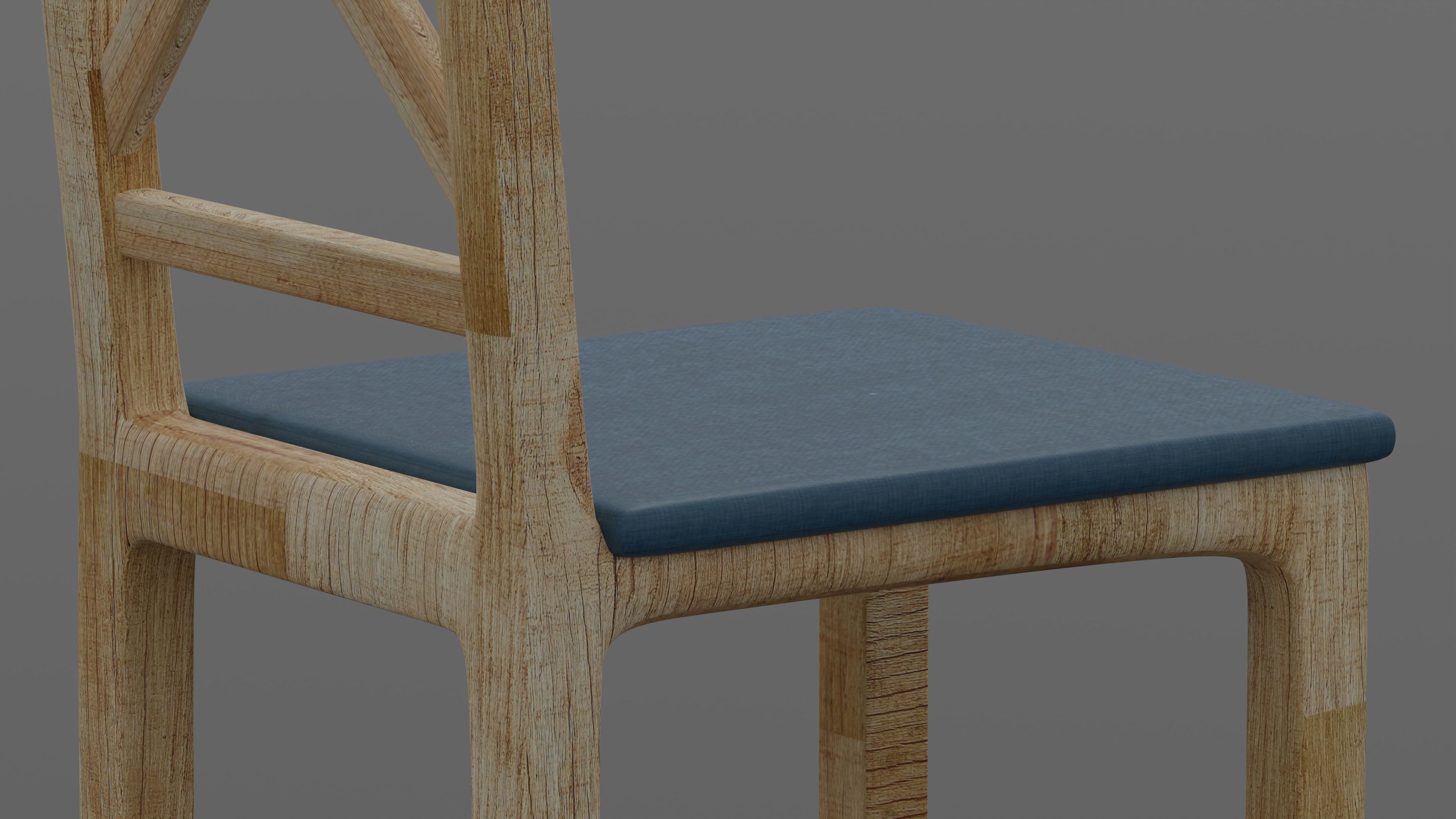 Wodden Chair with seat pat free 3D model | CGTrader