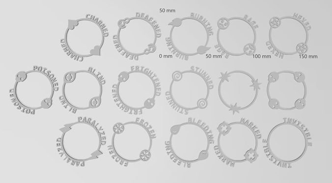 Simple TTRPG Condition Rings 3D model 3D printable | CGTrader