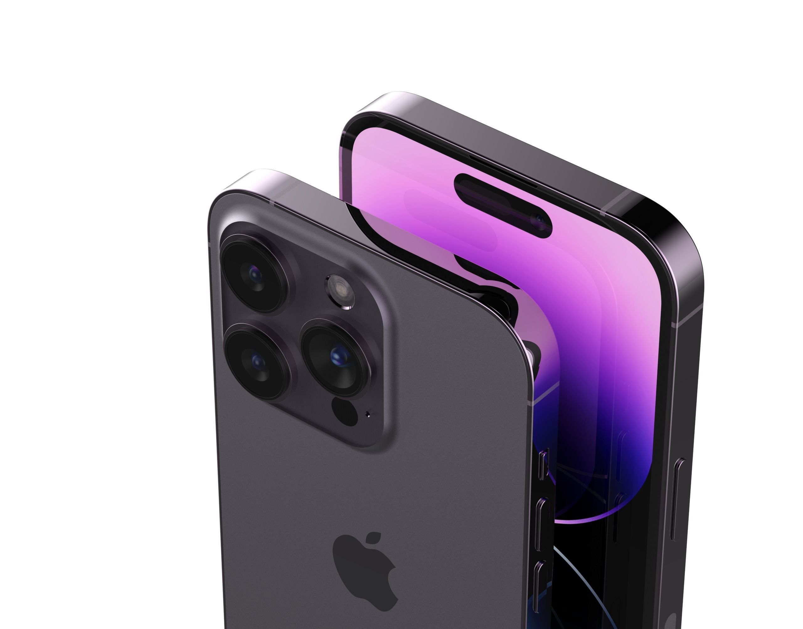 Apple iPhone 14 Pro Purple color Keyshot Blender Cinema 4D 3D model ...