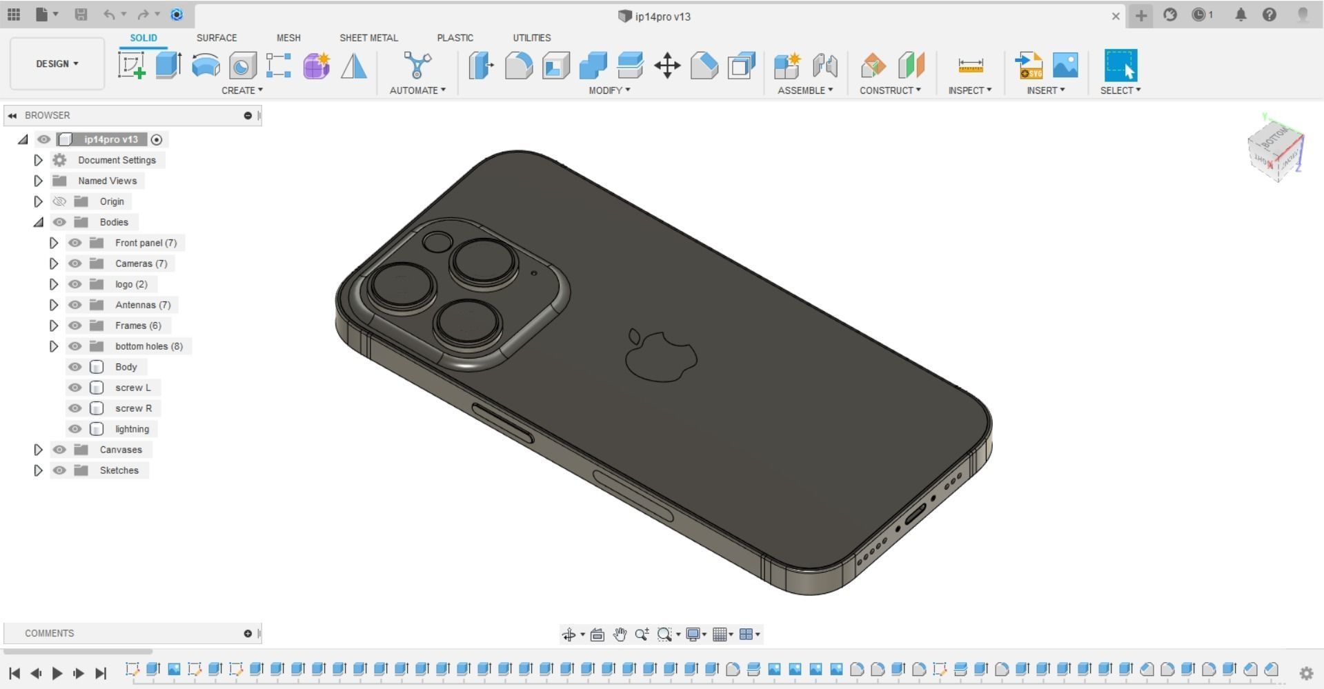 Apple iPhone 14 Pro Purple color Keyshot Blender Cinema 4D 3D model ...