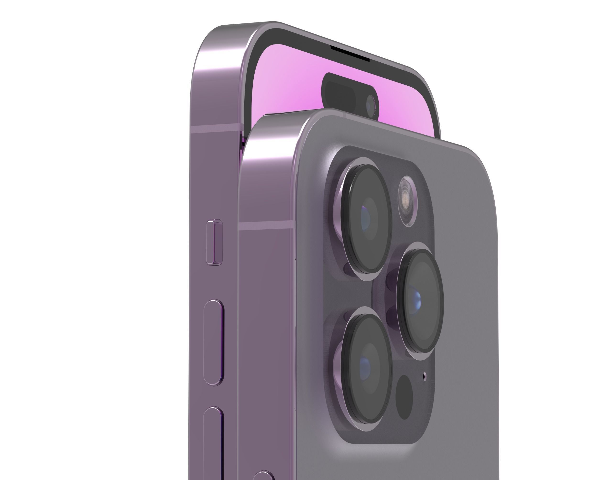 Apple iPhone 14 Pro Purple color Keyshot Blender Cinema 4D 3D model ...